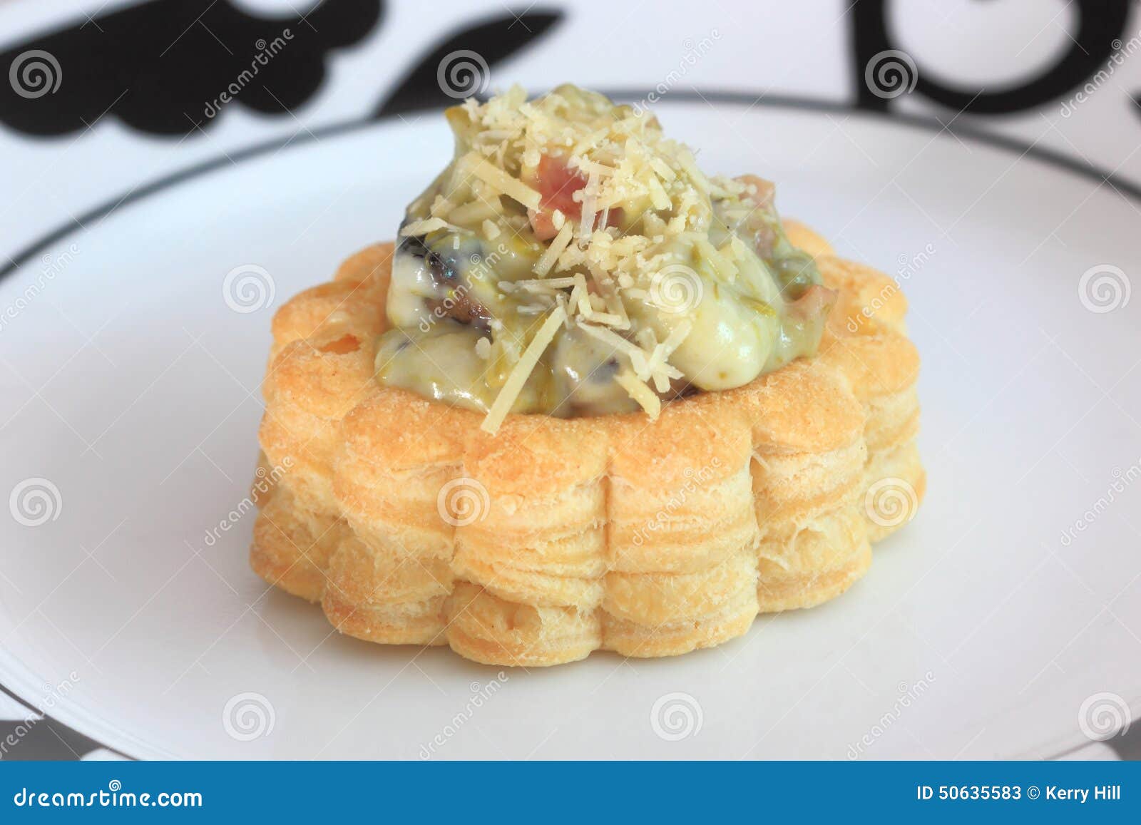 Savory Filled Pastry Case or Vol-au-vent on Dinner Plate Stock Image ...