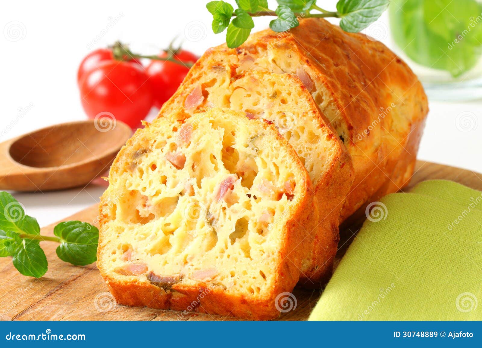 Savory ham and olive cake stock image. Image of baked - 30748889