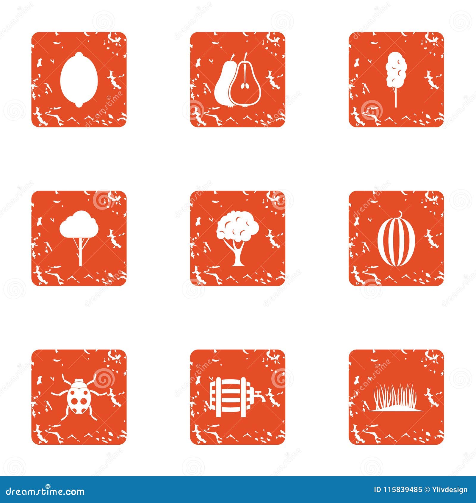 Savory Icons Set, Grunge Style Stock Vector - Illustration of orange ...