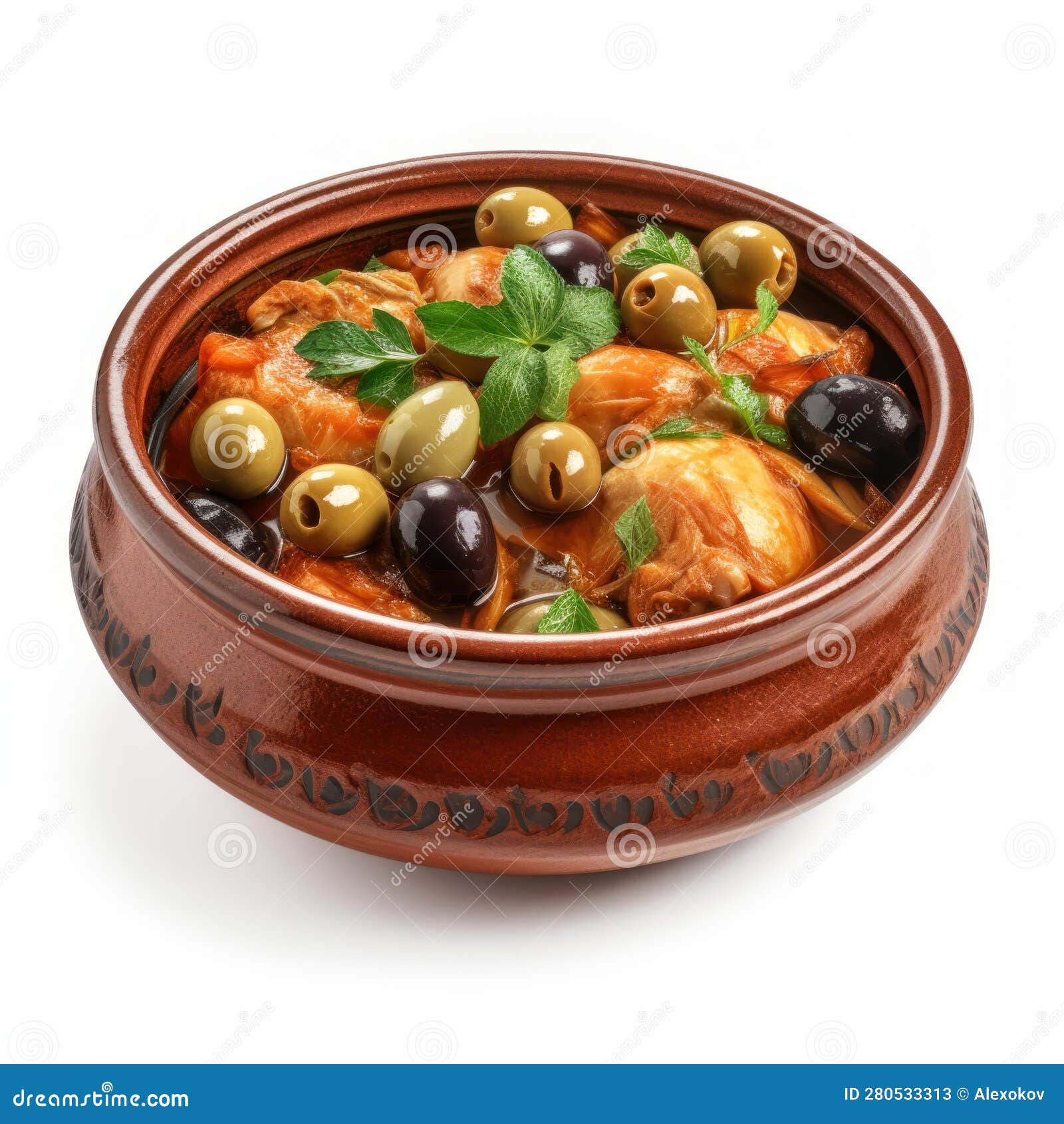 Savory Moroccan Chicken Tagine in a White Bowl . Stock Illustration ...