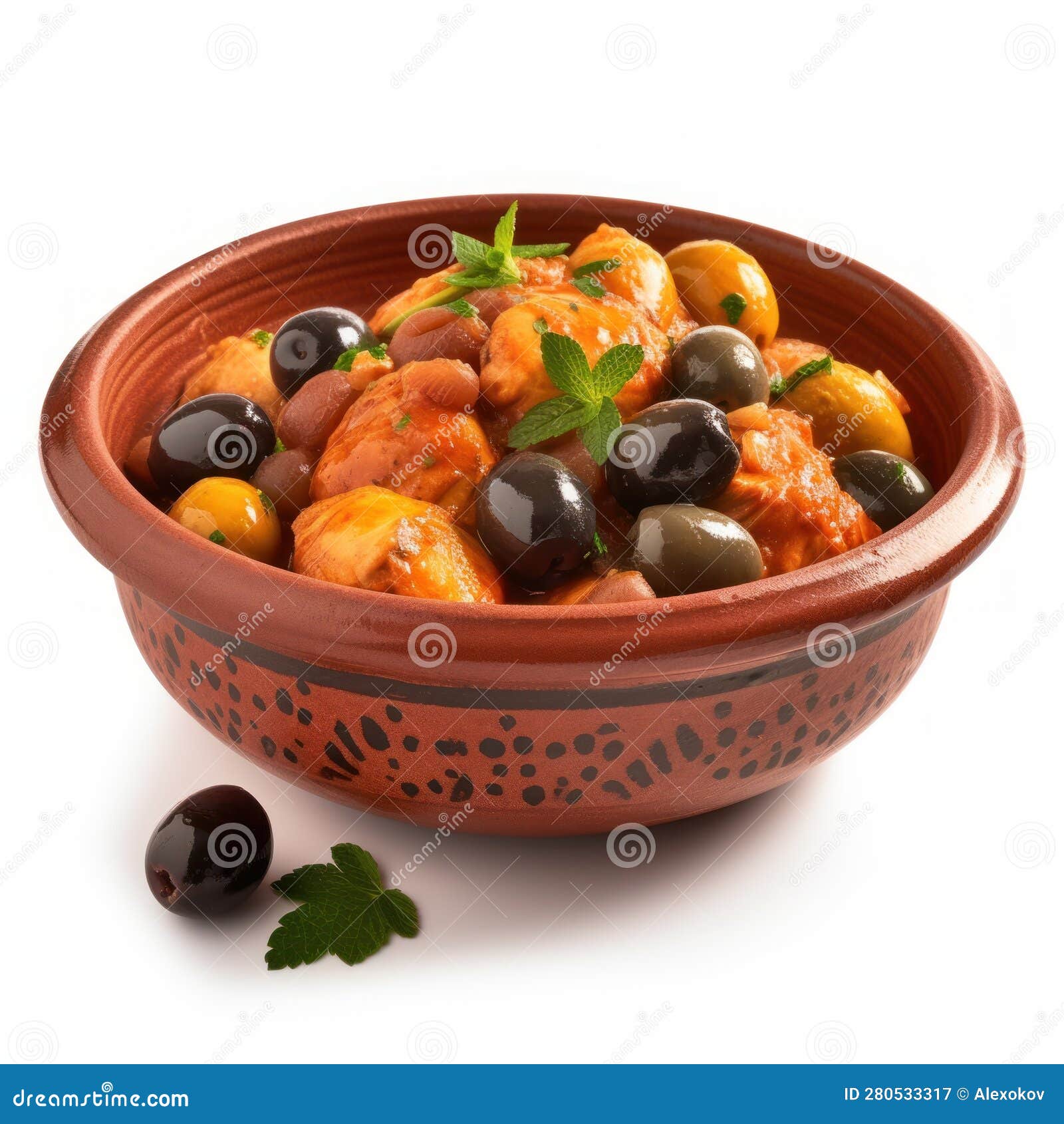 Savory Moroccan Chicken Tagine in a White Bowl . Stock Illustration ...
