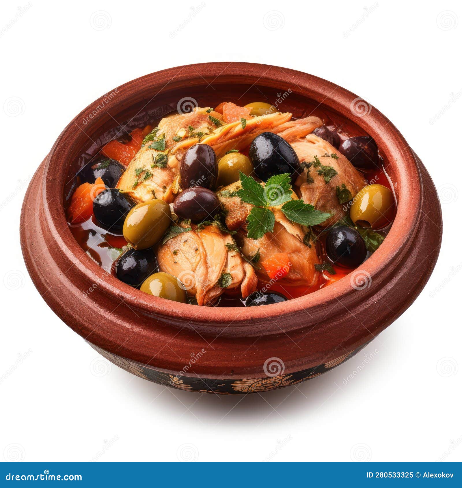 Savory Moroccan Chicken Tagine in a White Bowl . Stock Illustration ...