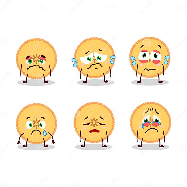 Savory Pie Cartoon Character with Sad Expression Stock Vector ...