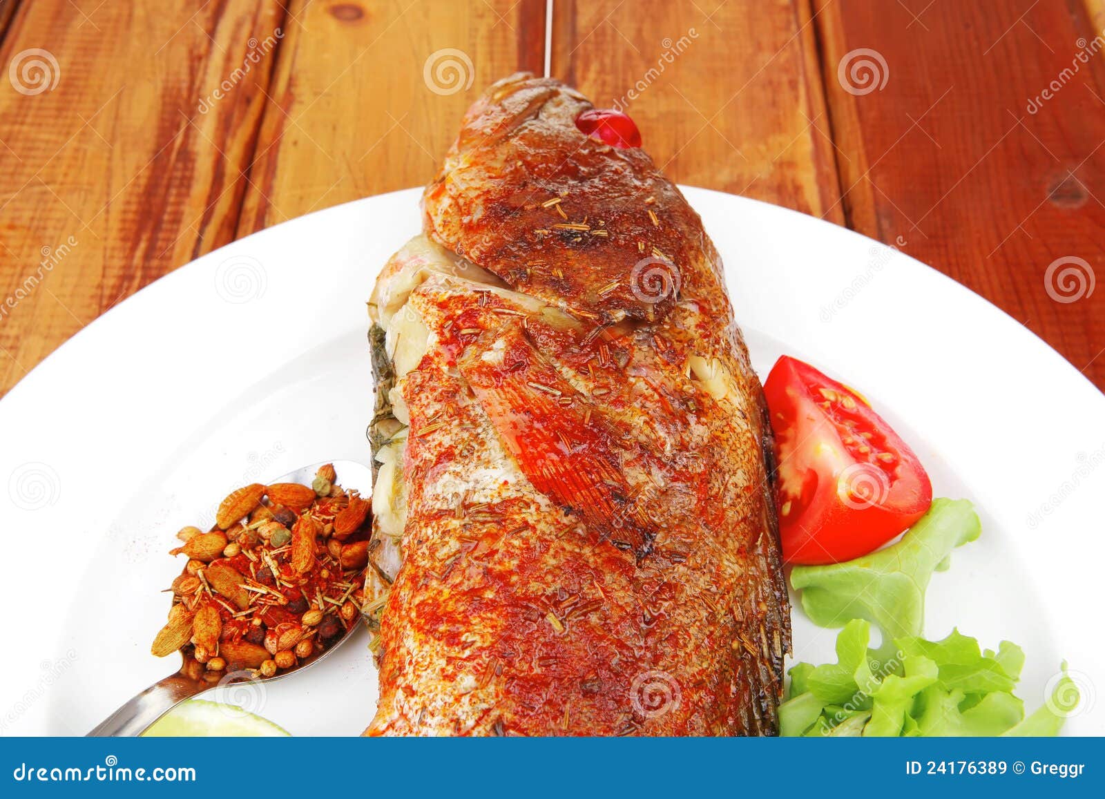 Savory on Plate : Roast Golden Fish Stock Image - Image of rosemary ...
