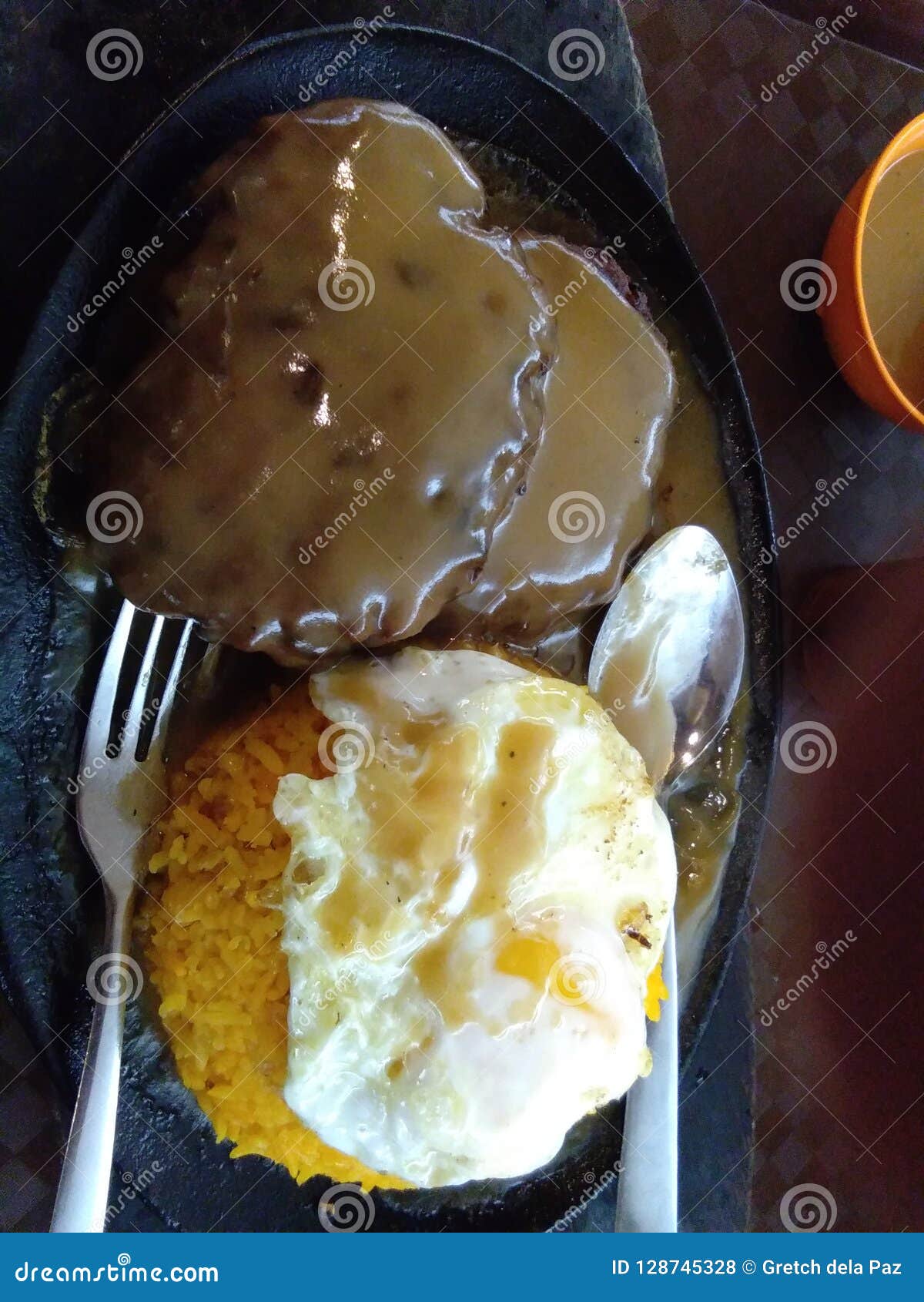 Yummy Savory Sizzling Burger Steak Stock Photo - Image of burger, rice ...