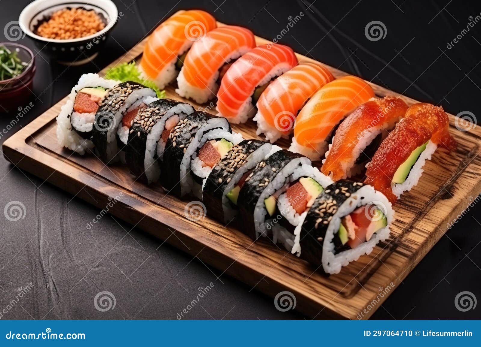 Savory Sushi Assortment stock photo. Image of tasty - 297064710
