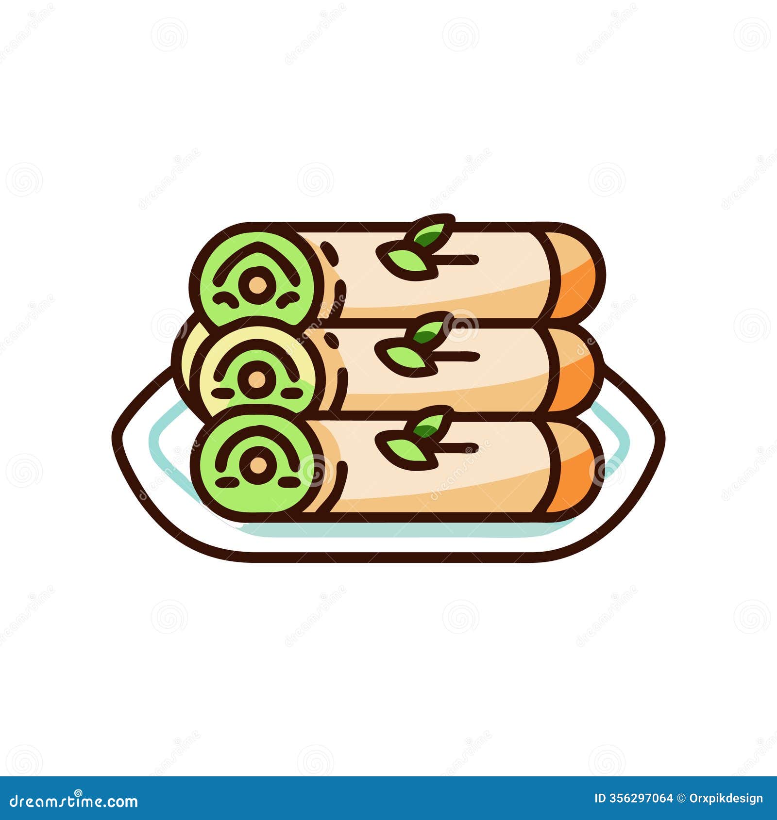 Savory Vegetable Spring Roll Artwork Stock Illustration - Illustration ...