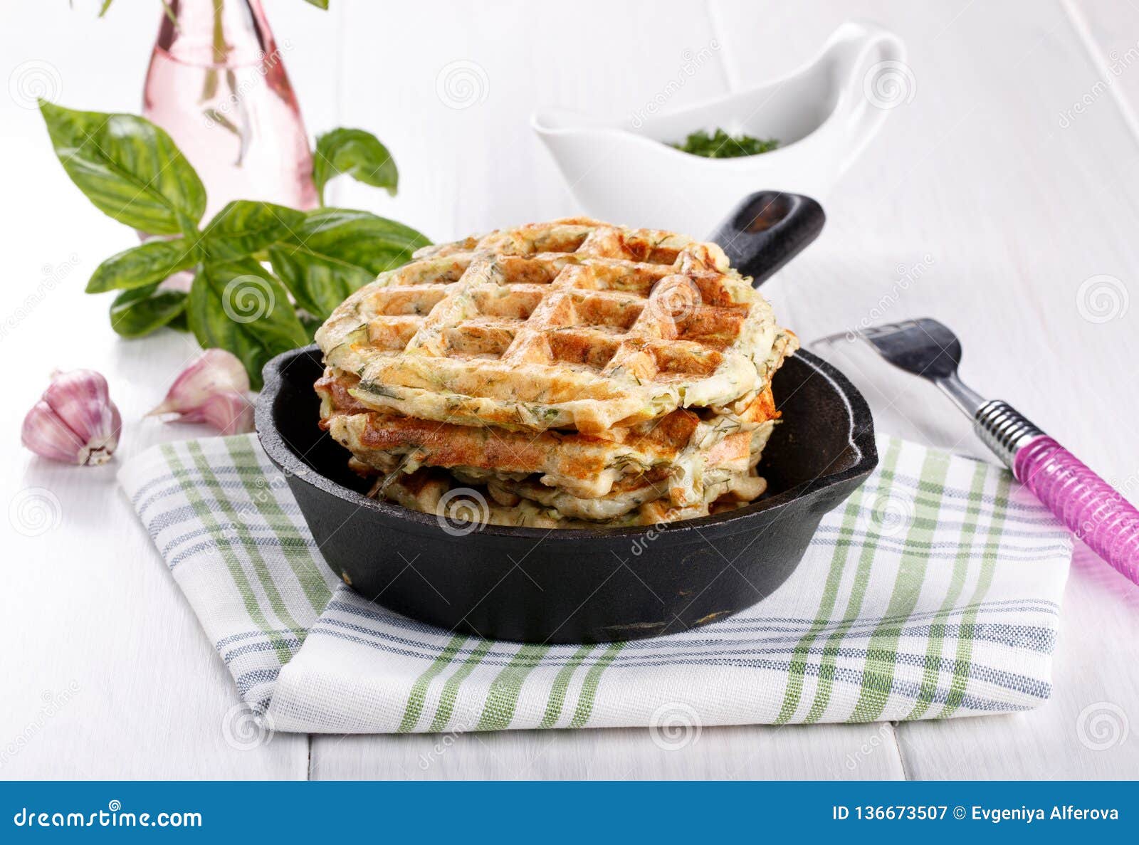 Savory Vegetable Waffles with Cheese and Herbs Stock Image - Image of ...