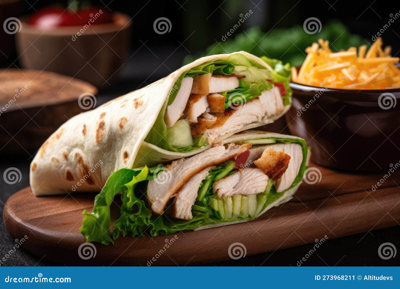 Savory Wrap Filled with Turkey, Lettuce, and Cheese Stock Image - Image ...