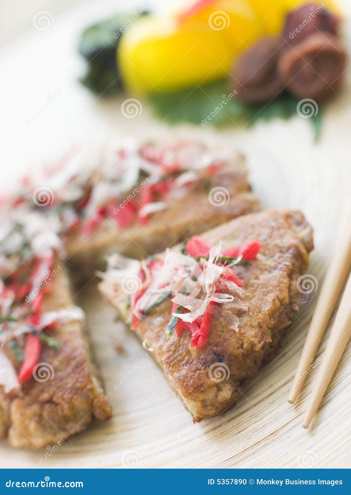 Savoury Pancake with Red Pickled Ginger and Bonito Stock Photo - Image ...