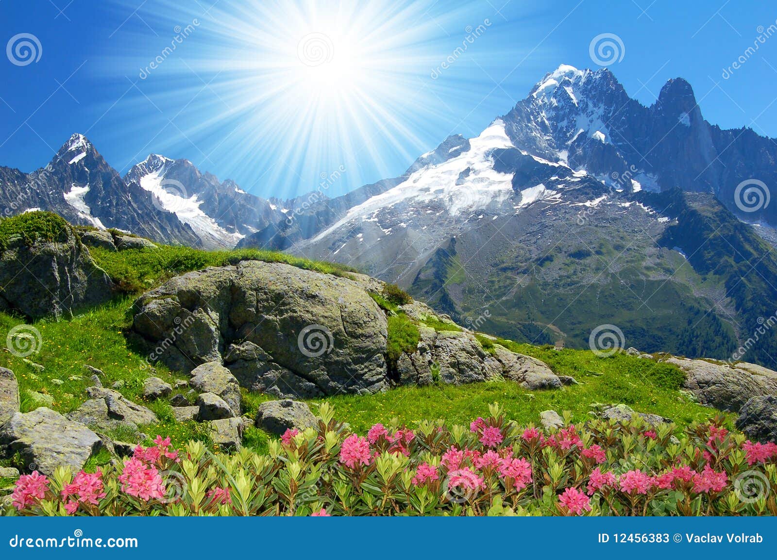 Savoy Alps stock image. Image of slope, mountain, sunrays - 12456383
