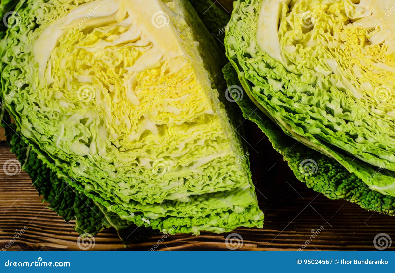 Savoy Cabbage on Wooden Table Stock Image - Image of plant, eating ...