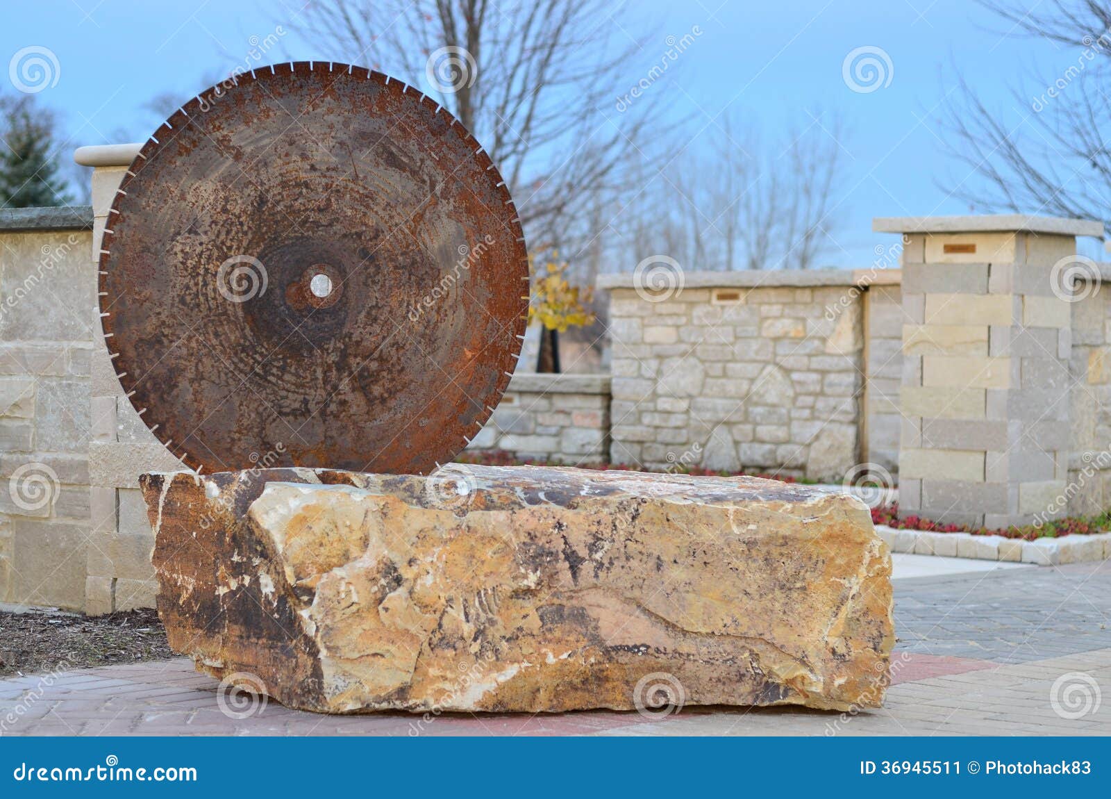 Saw Blade in the Stone stock image. Image of fabricate - 36945511