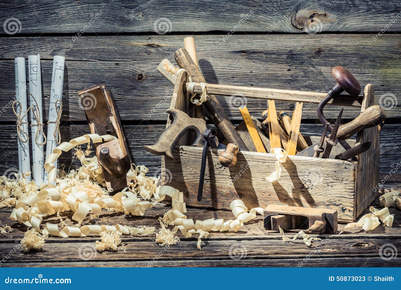 Saw, Hammer and Chisel in the Carpentry Workshop Stock Image - Image of ...