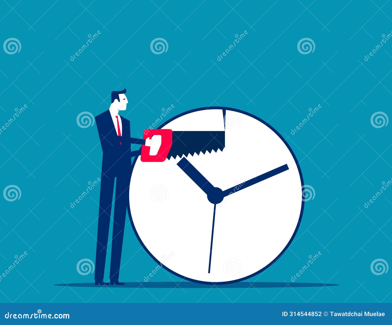 Saw To Break the Clock. Time Management Vector Concept Stock Vector ...