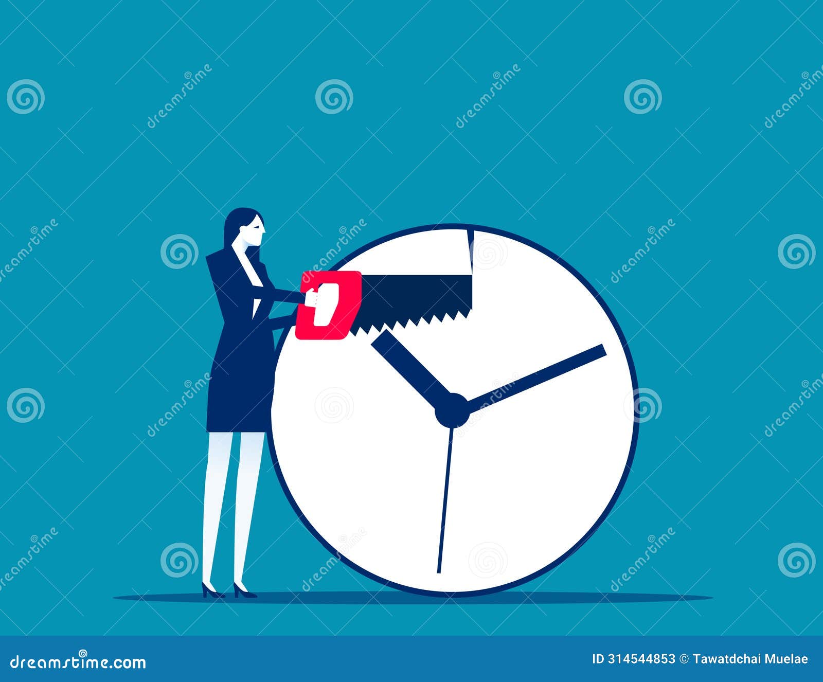 Saw To Break the Clock. Time Management Vector Concept Stock Vector ...