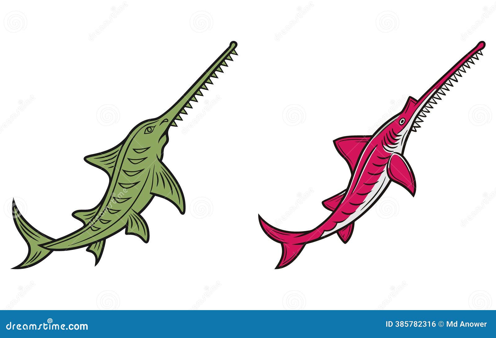 Sawfish Isolated. Marine Predator Saw Fish. Vector Illustration ...