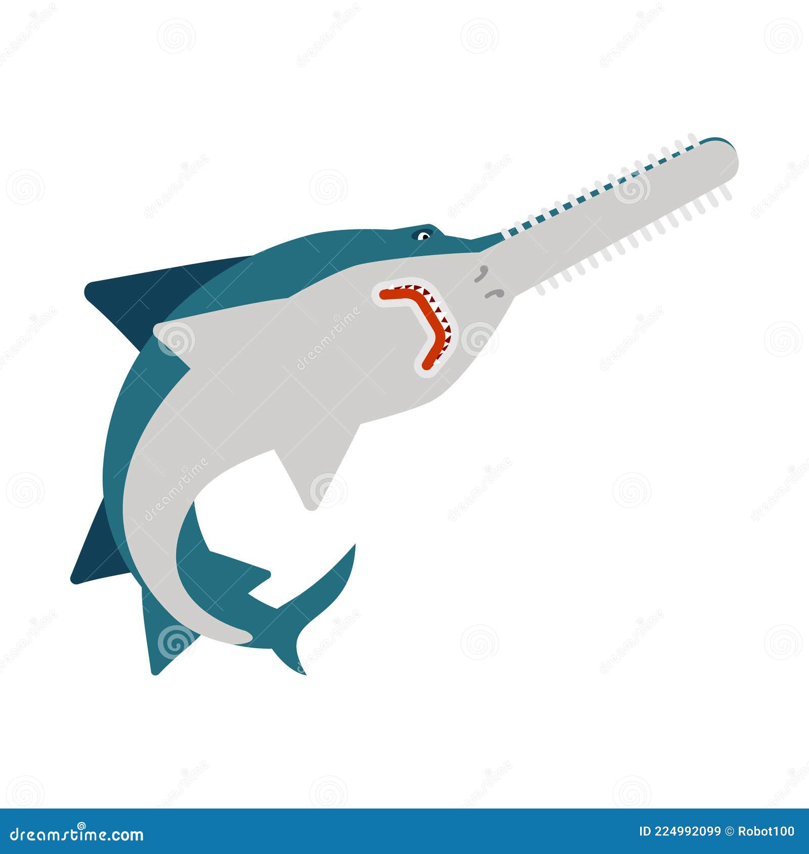 Sawfish Isolated. Marine Predator Saw Fish Stock Vector - Illustration ...