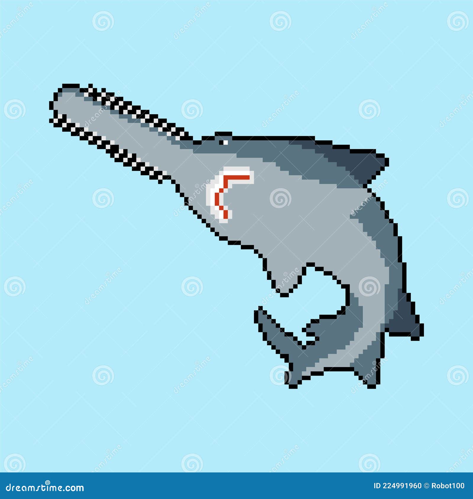 Sawfish Pixel Art. 8 Bit Marine Predator Saw Fish Stock Vector ...
