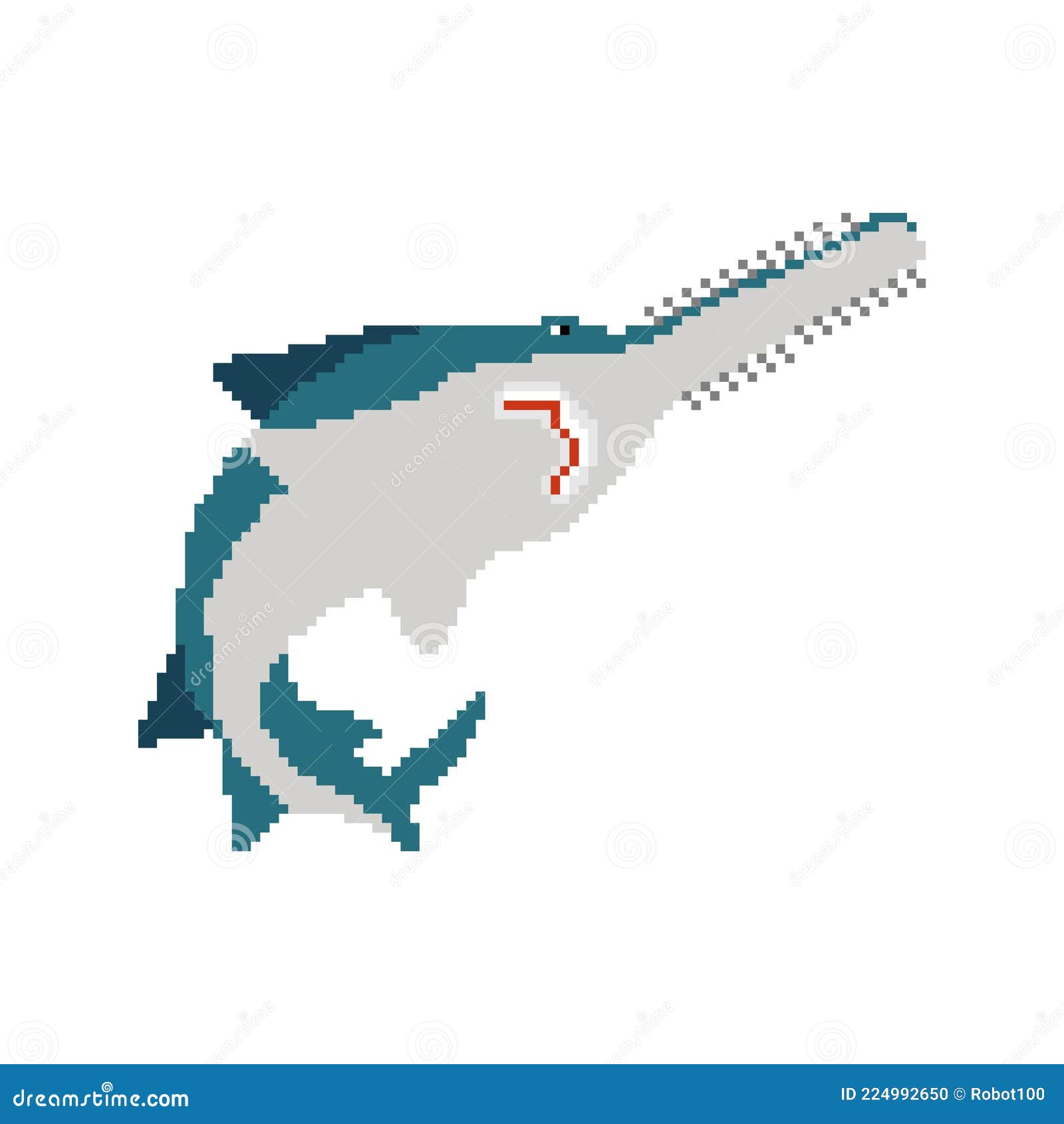 Sawfish Pixel Art. 8 Bit Marine Predator Saw Fish Stock Vector ...