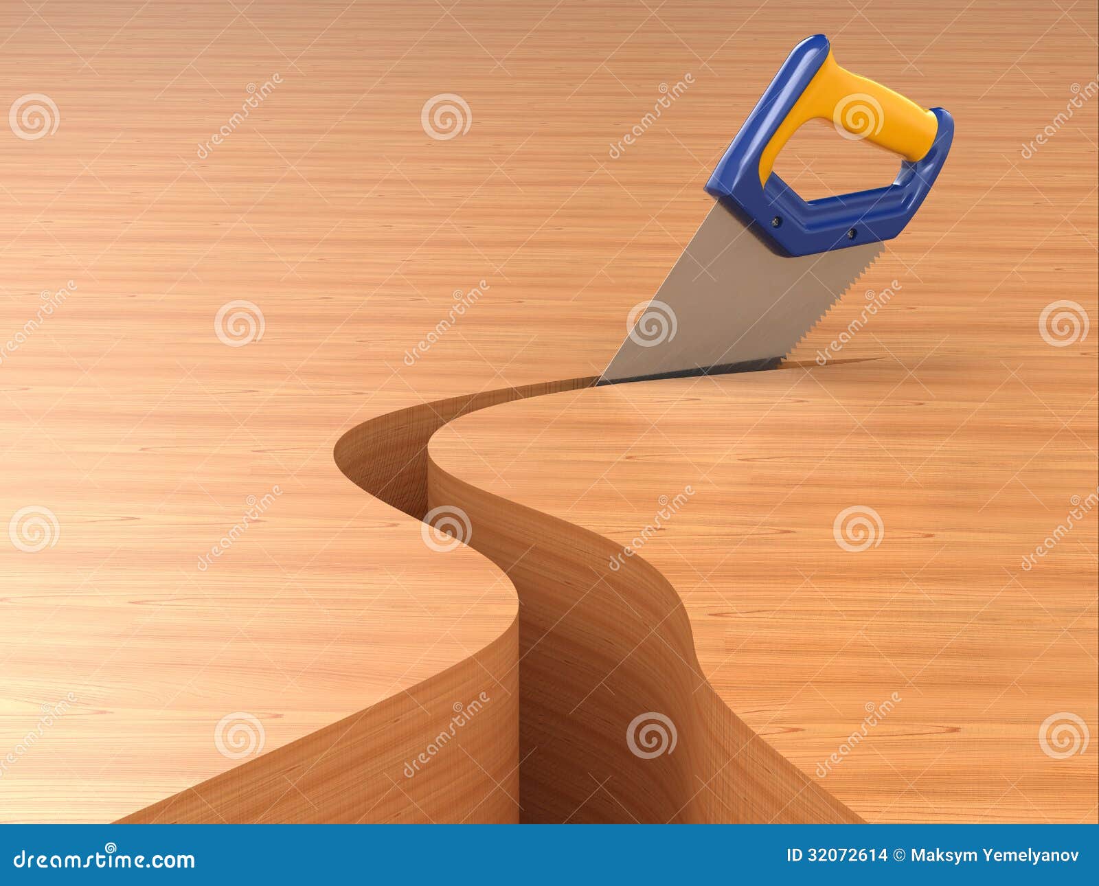 Sawing. Handsaw on Wood Background Stock Illustration - Illustration of ...