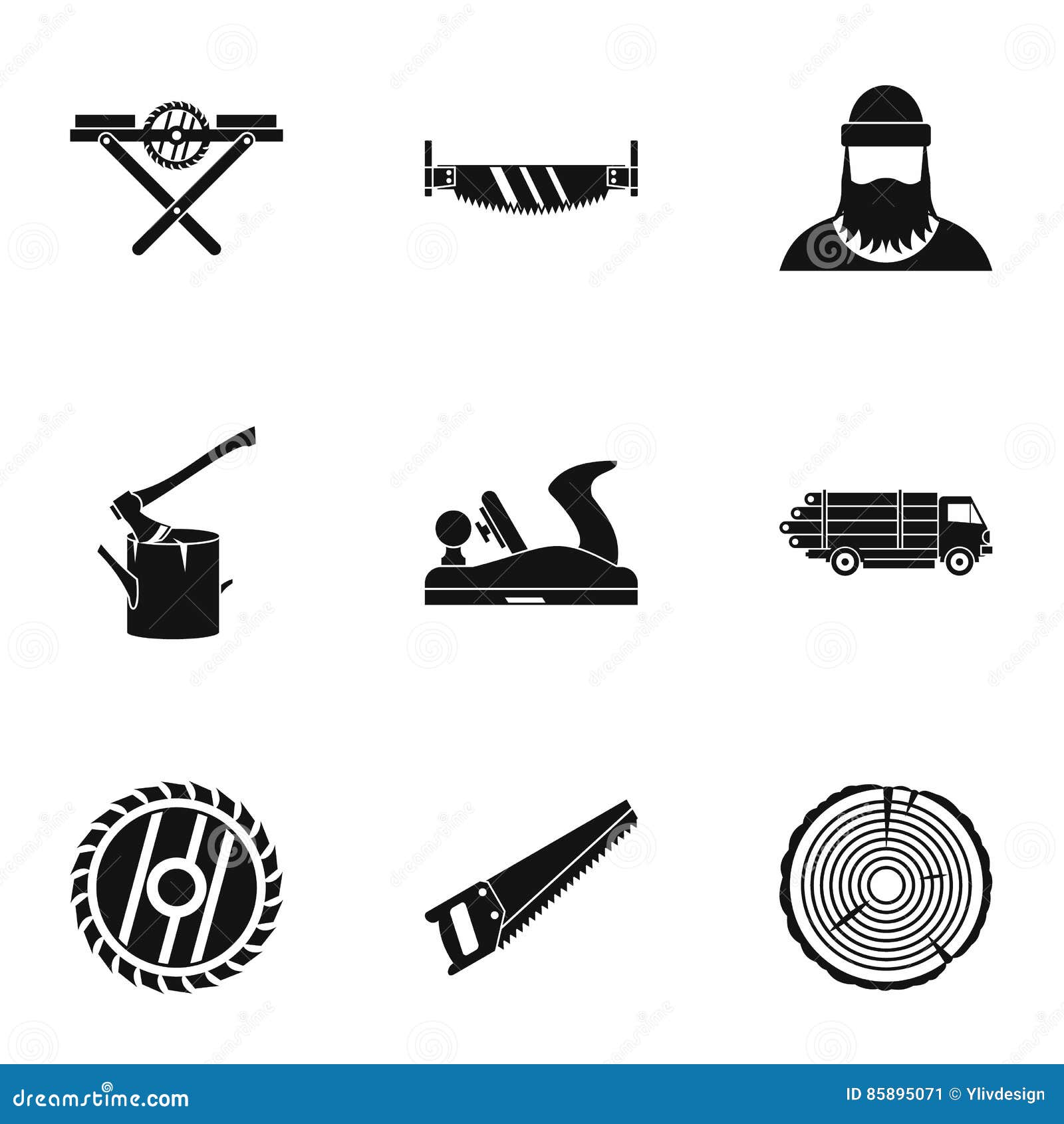 Sawing Icons Set, Simple Style Stock Vector - Illustration of firewood ...