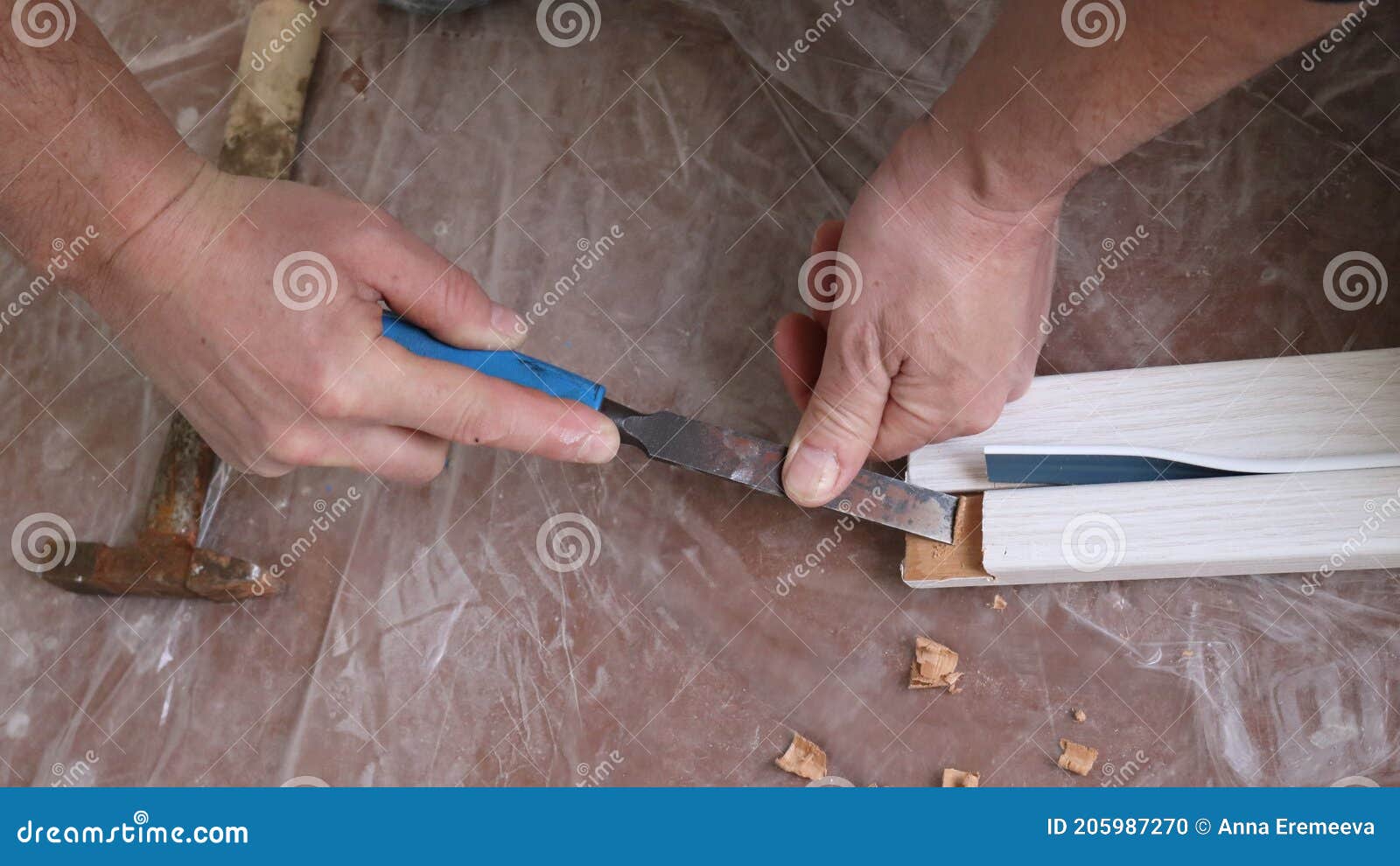 Image of Hands Working with a Chisel Stock Photo - Image of person ...