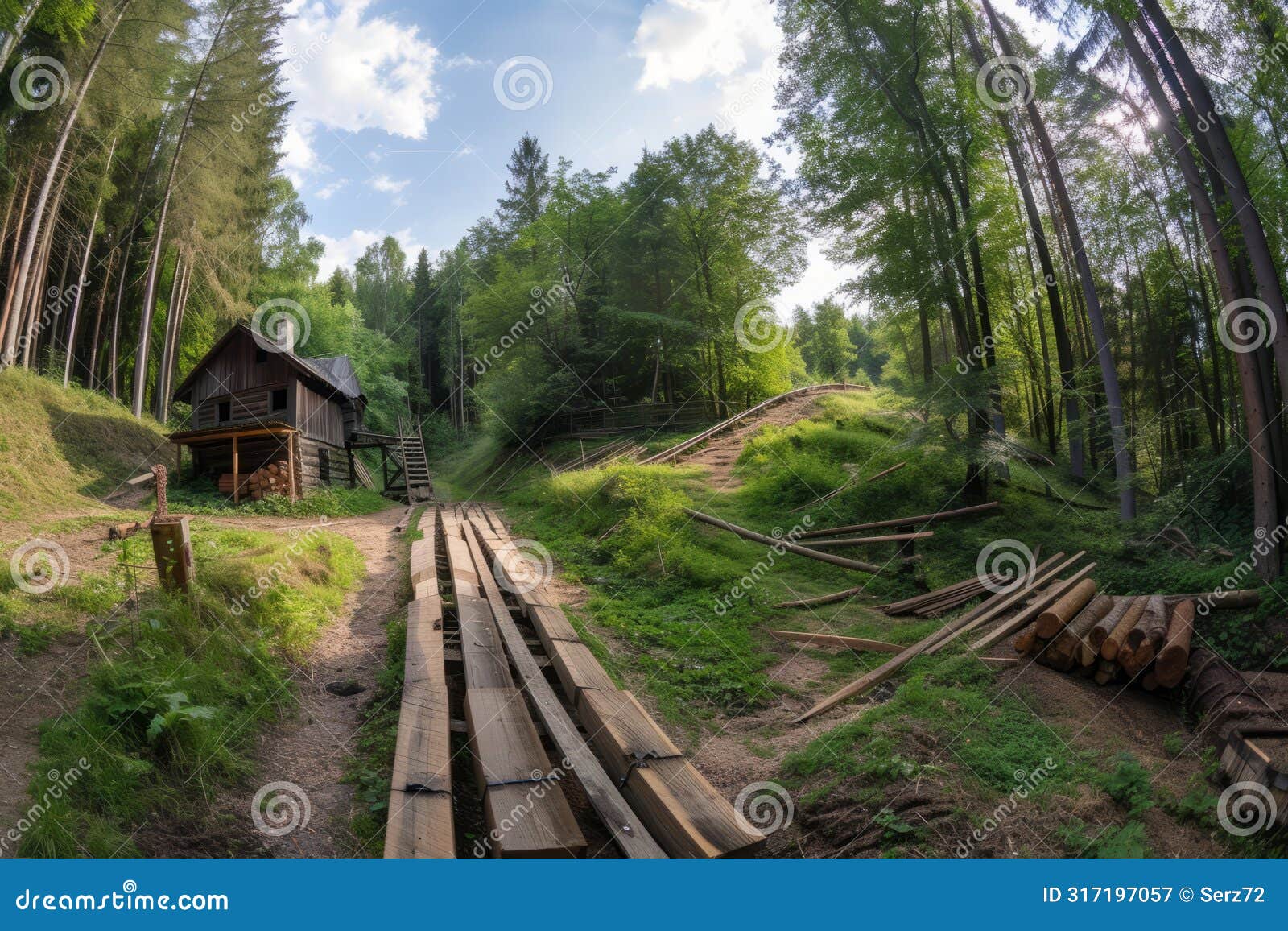 Sawmill, Sawmill Buildings with Equipment with Logs in the Forest Stock ...