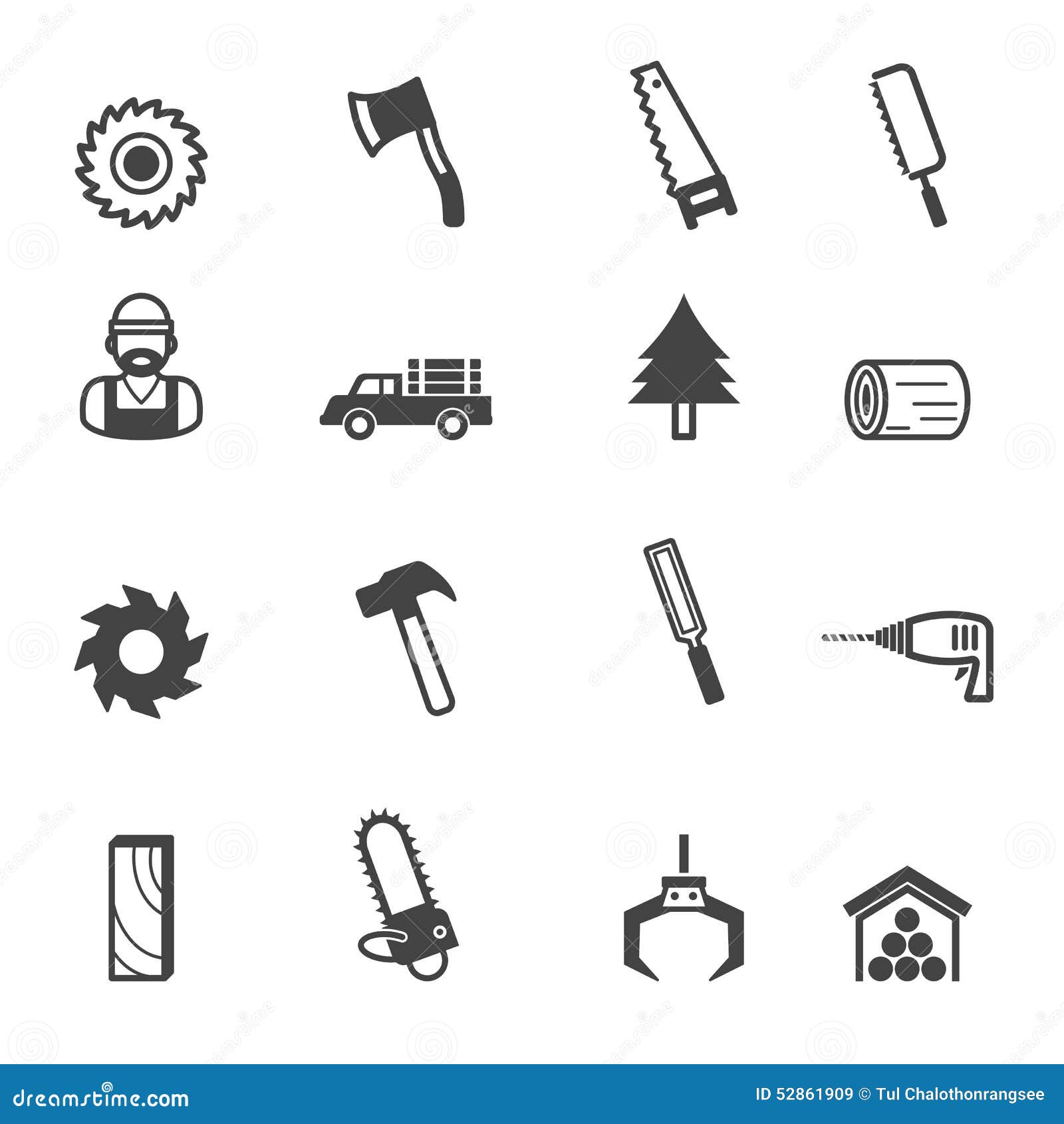 Sawmill icons stock vector. Illustration of beam, factory - 52861909