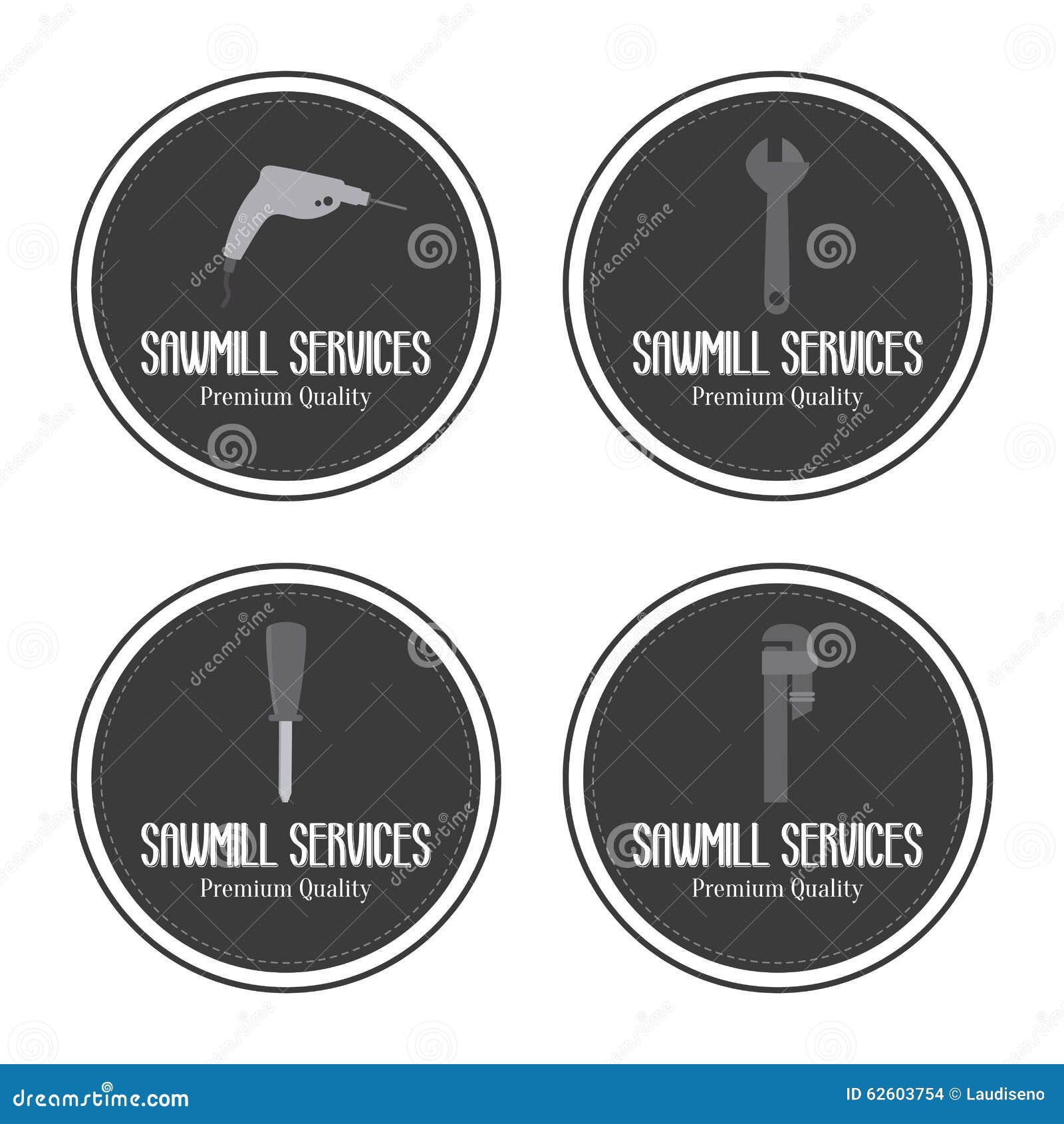 Sawmill Labels Objects Cartoon Vector 62603767