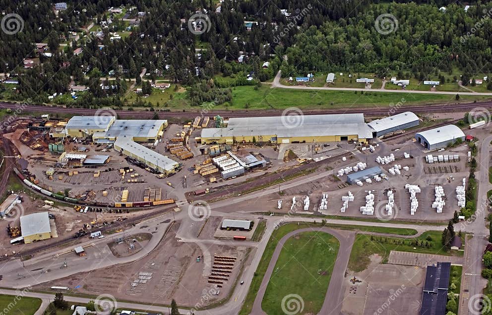 Sawmill and loading yard stock image. Image of buildings - 15700639