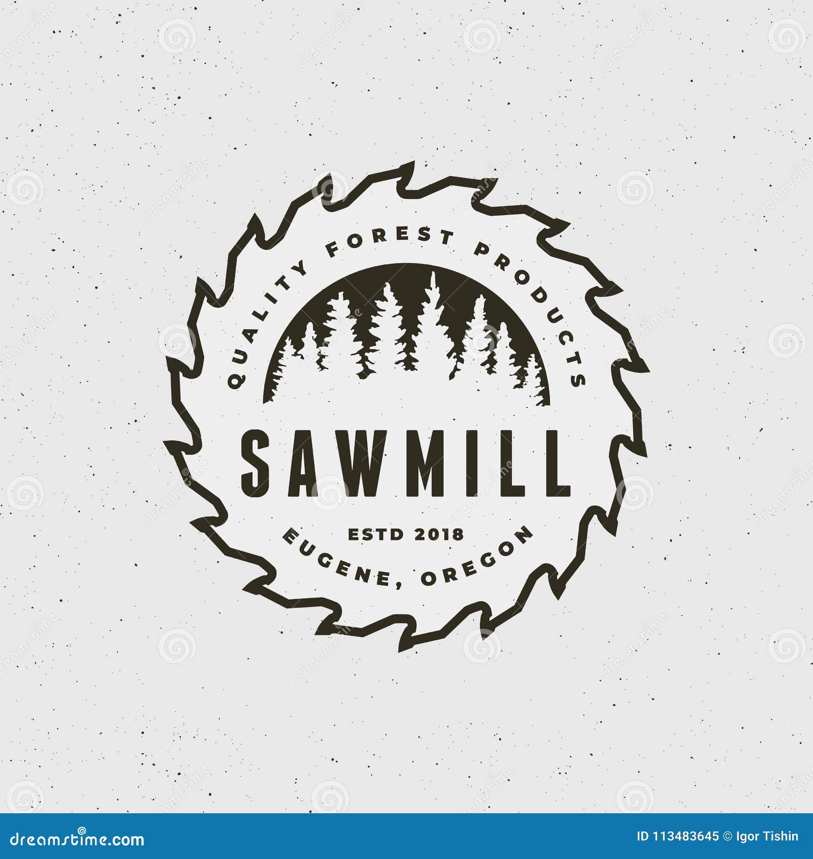 Sawmill Logo. Retro Styled Woodwork Emblem. Vector Illustration Stock ...