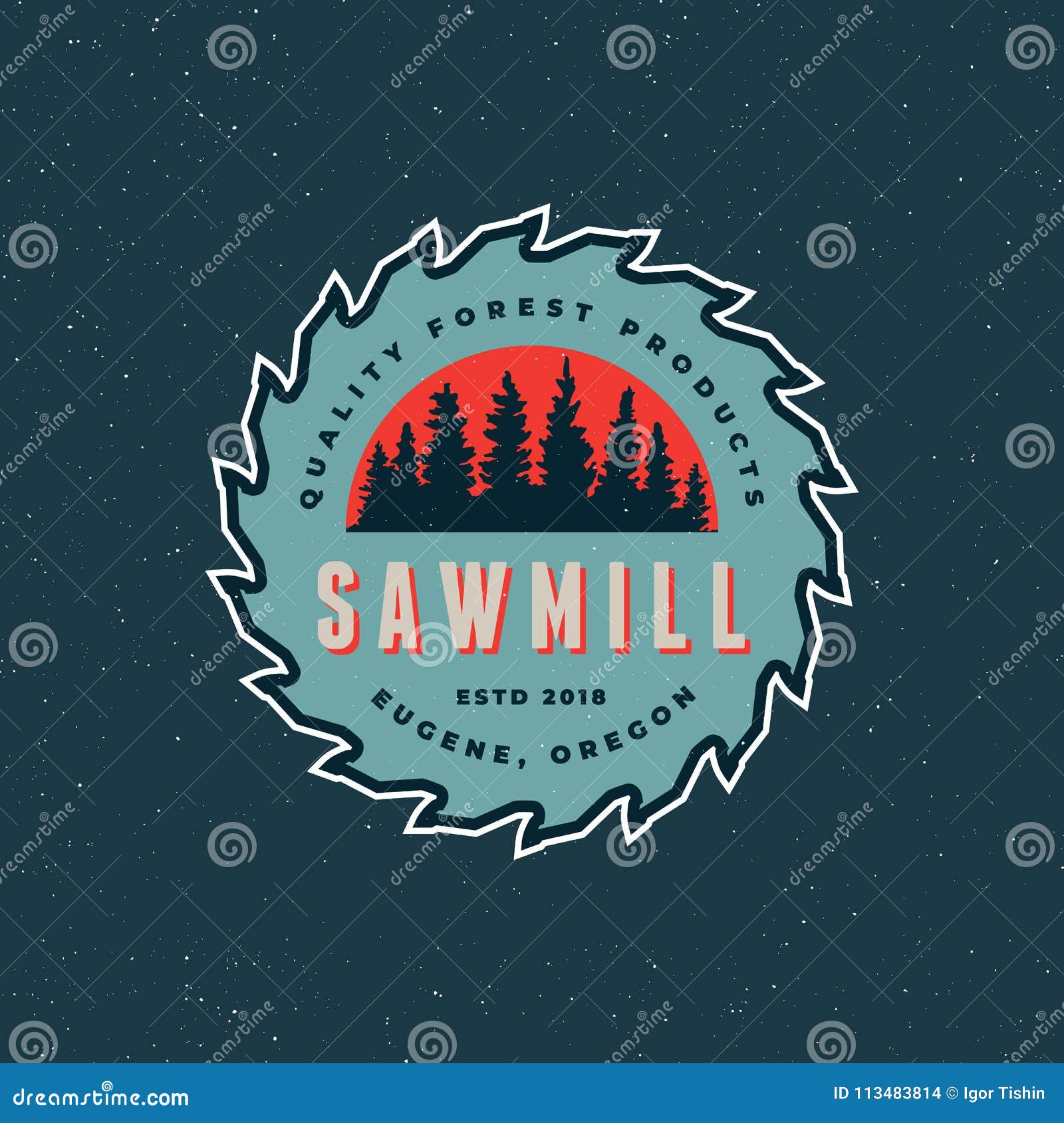 Sawmill Logo. Retro Styled Woodwork Emblem. Vector Illustration Stock ...