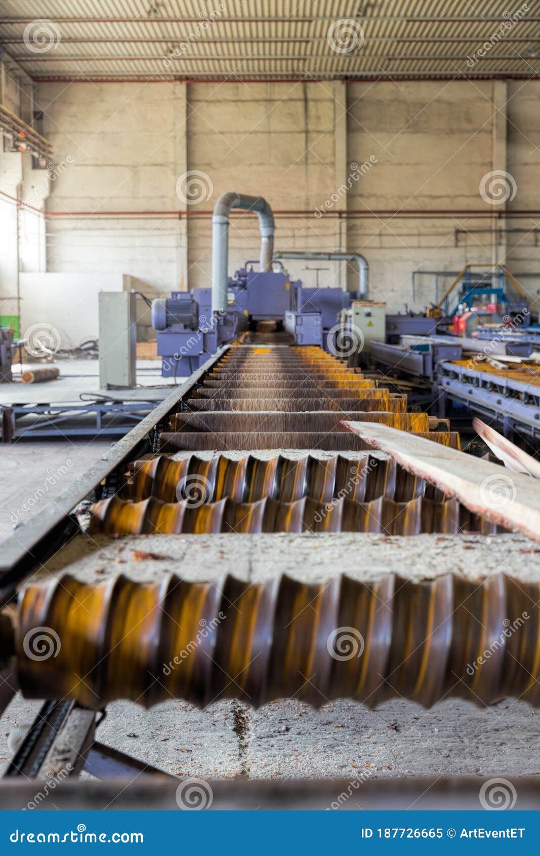 Sawmill. Process of Cutting Logs into Boards. Automatic Line Sawing ...