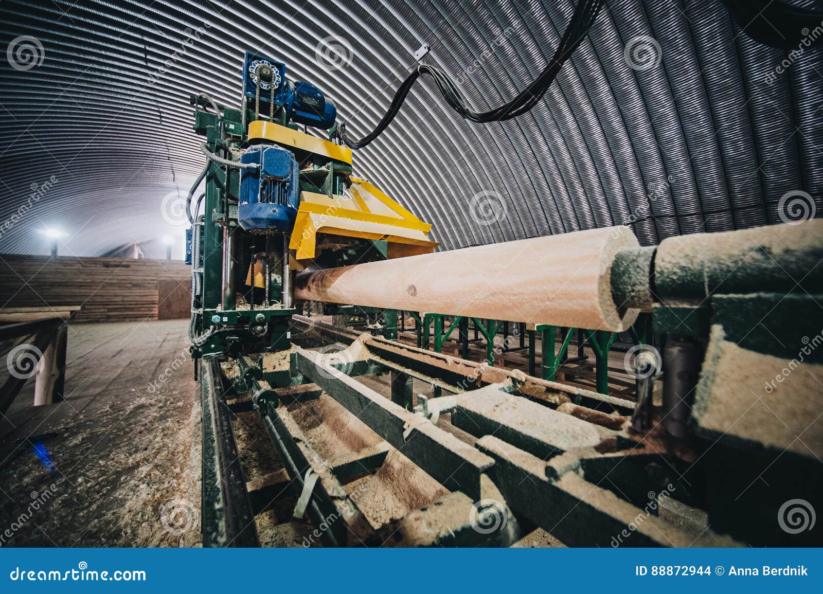 Process of Machining Logs in a Machine Stock Photo - Image of forestry ...