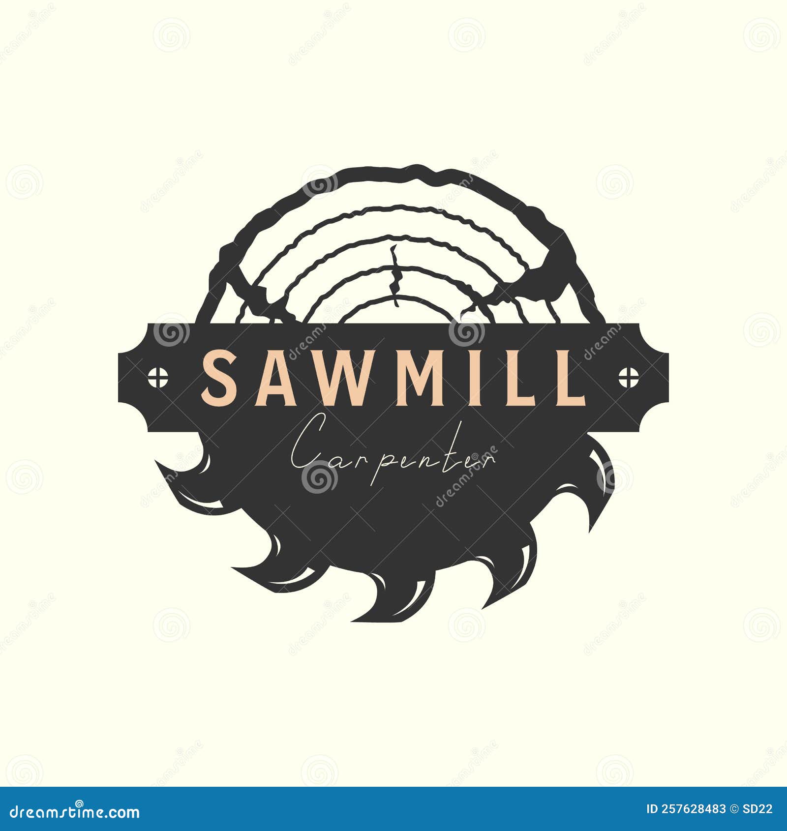 Sawmill Vintage Logo Vector Template Illustration Design. Carpenter or ...