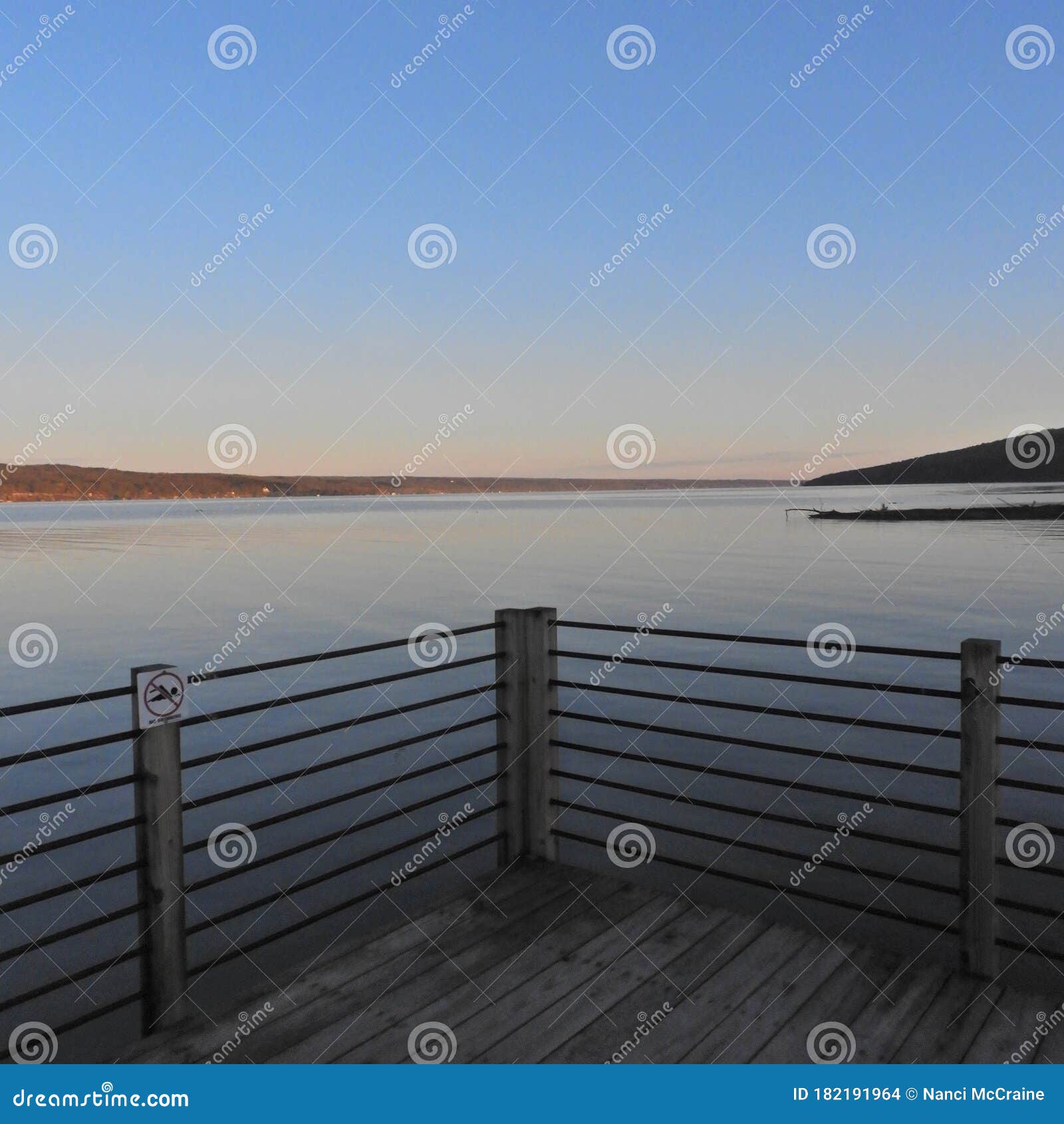 Dock Railing Northern View of Cayuga Lake Stock Photo - Image of pier ...