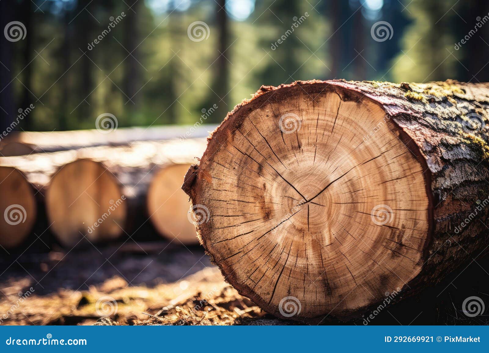 Sawn Off Trees in a Forest stock illustration. Illustration of sawing ...