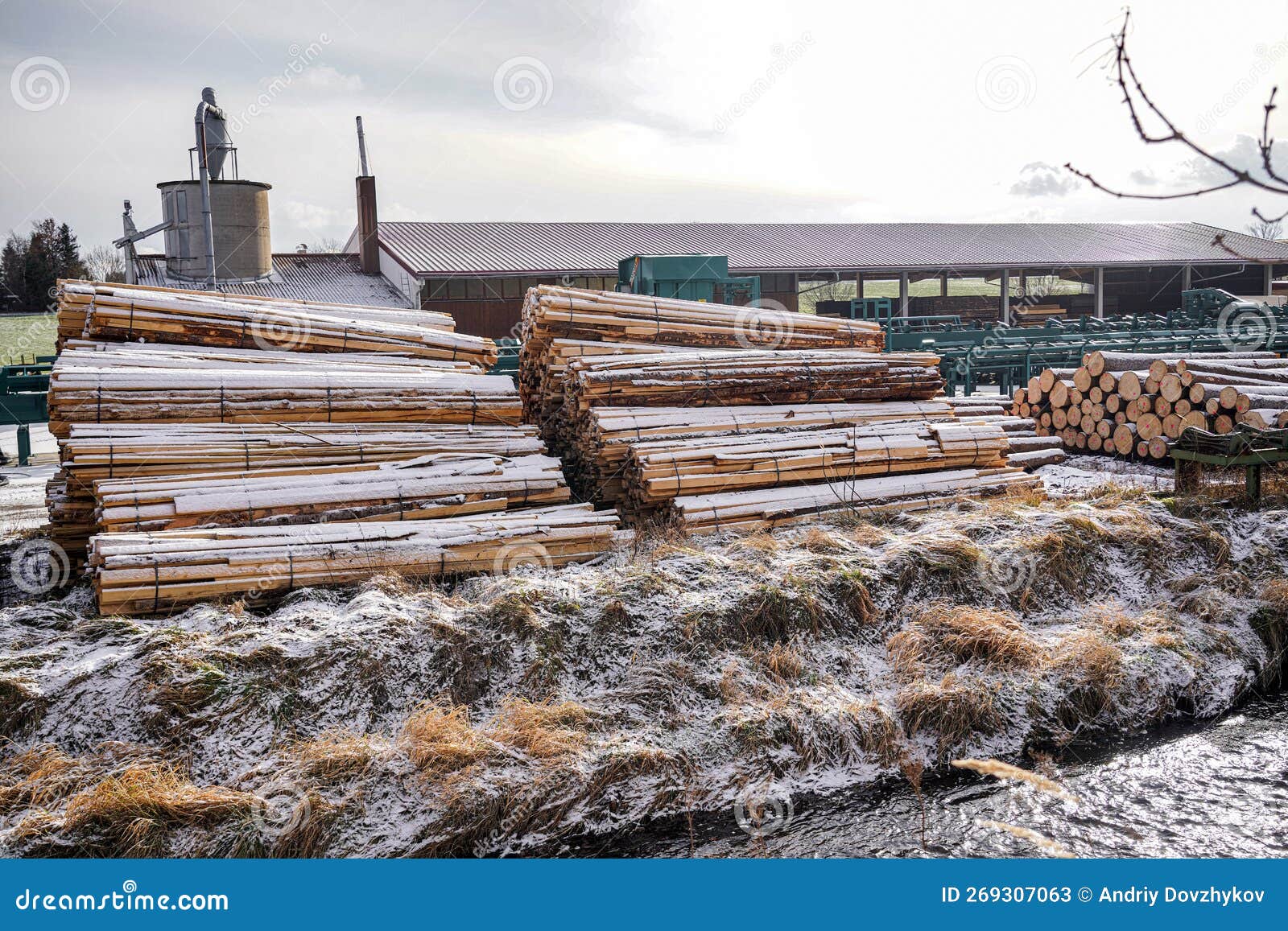 Sawn Timber Stacked in a Warehouse in a Sawmill Stock Image - Image of ...