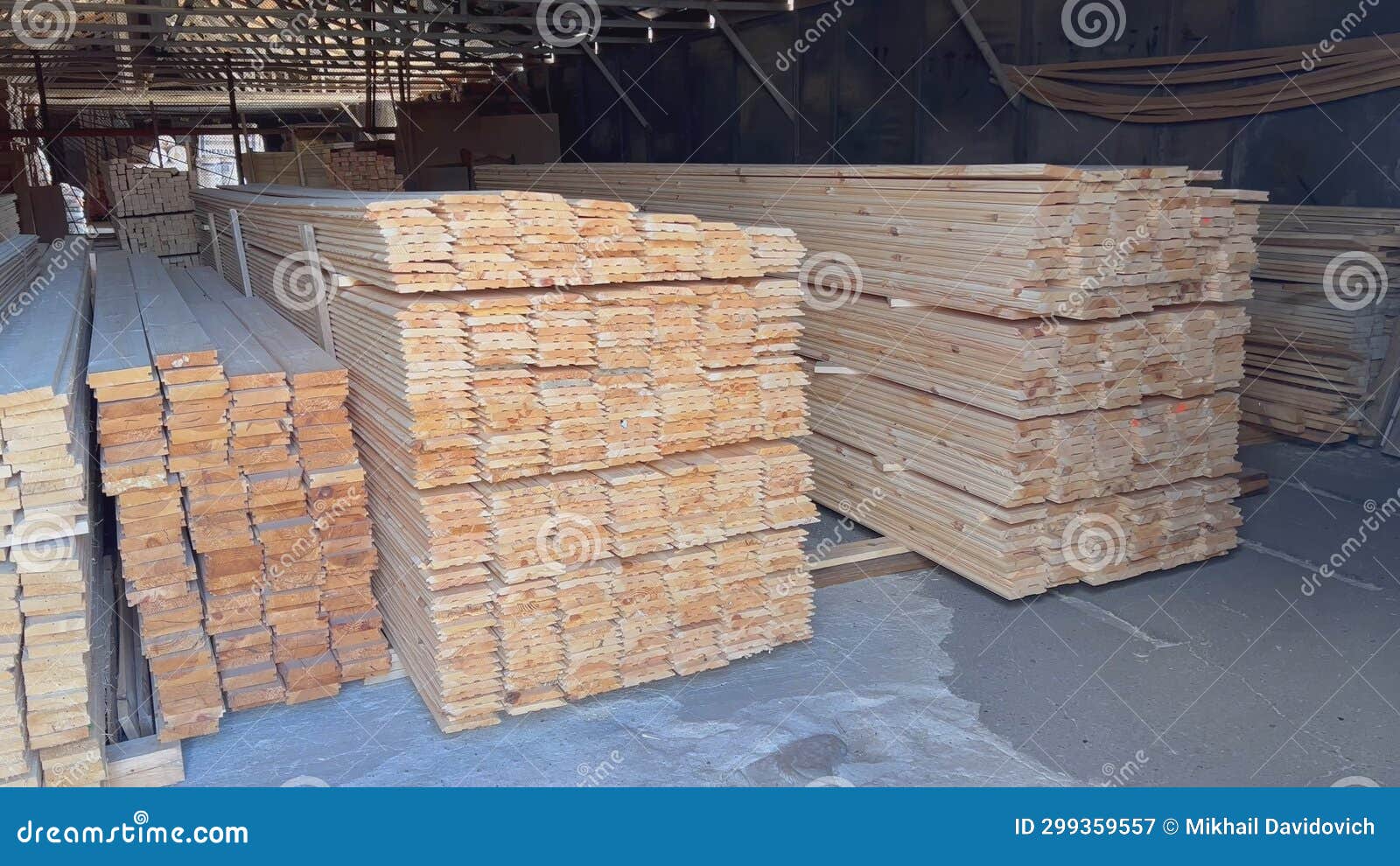Sawn timber in the store. stock image. Image of sawmill - 299359557
