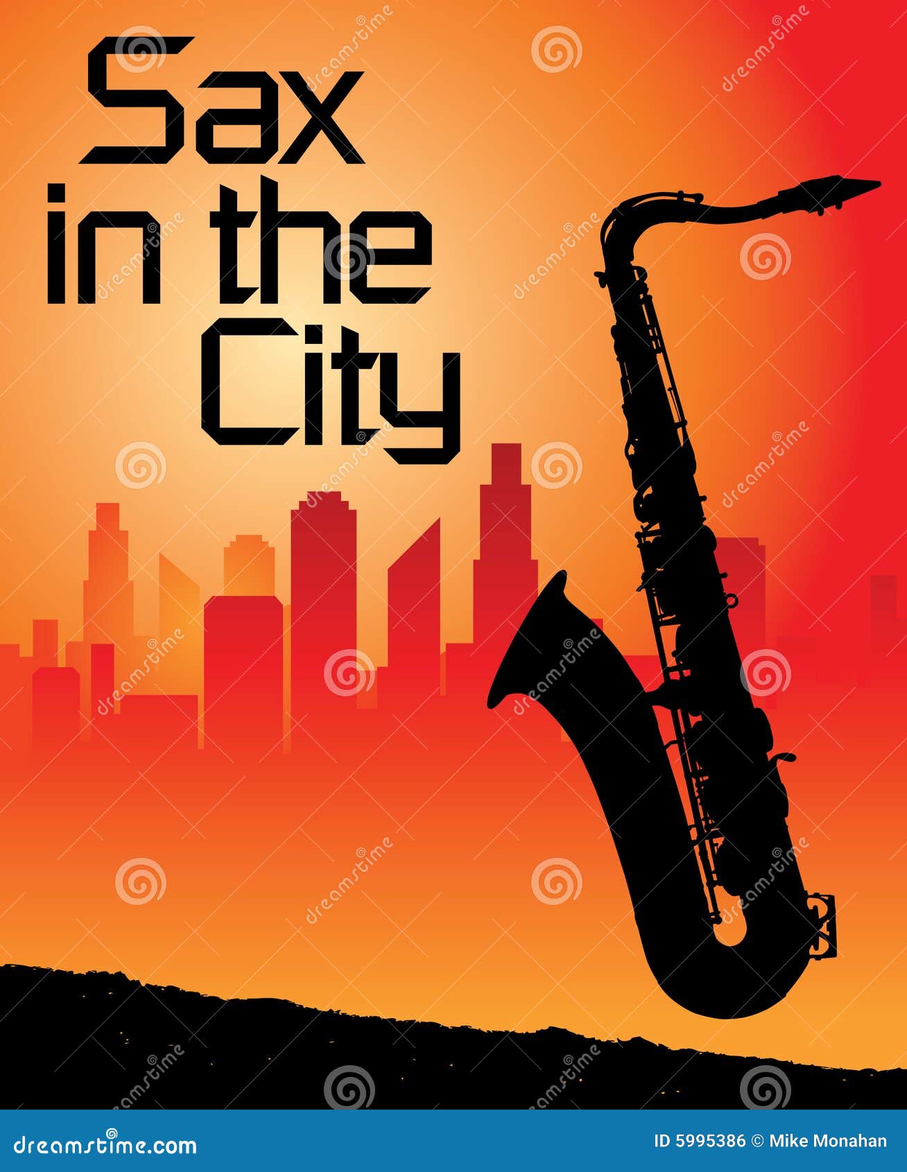 Sax in the city stock vector. Illustration of graphics - 5995386