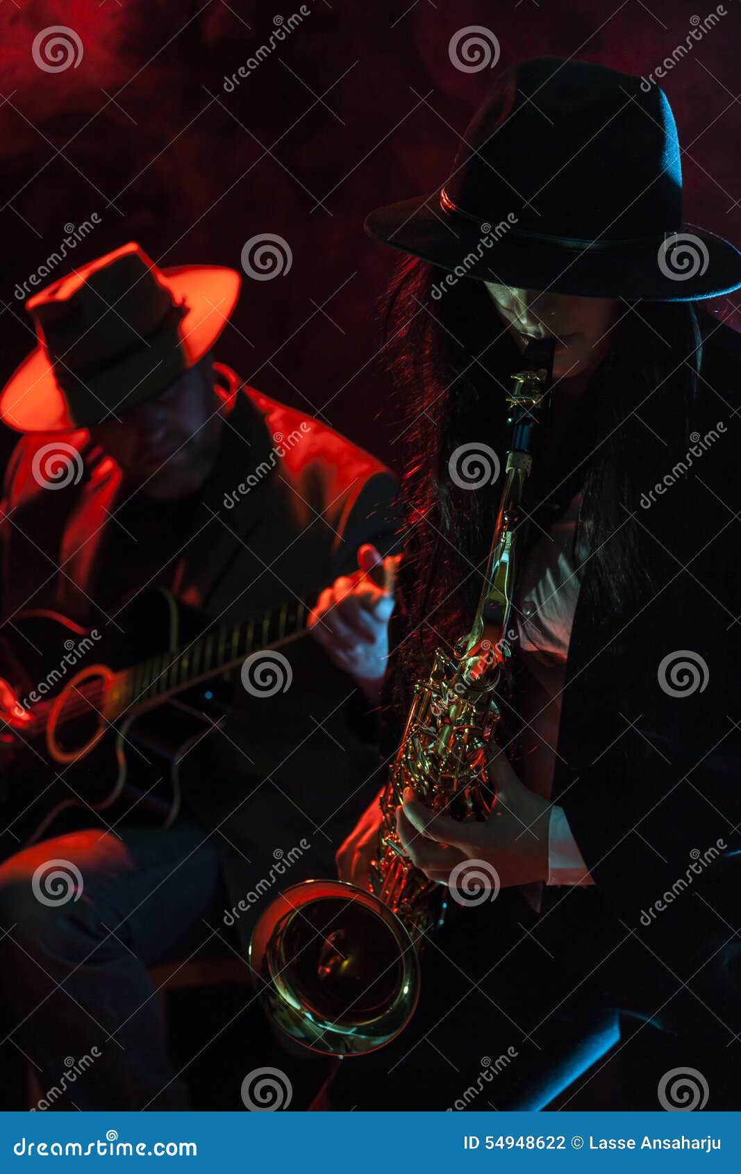 Sax and Guitar stock photo. Image of saxophone, female - 54948622