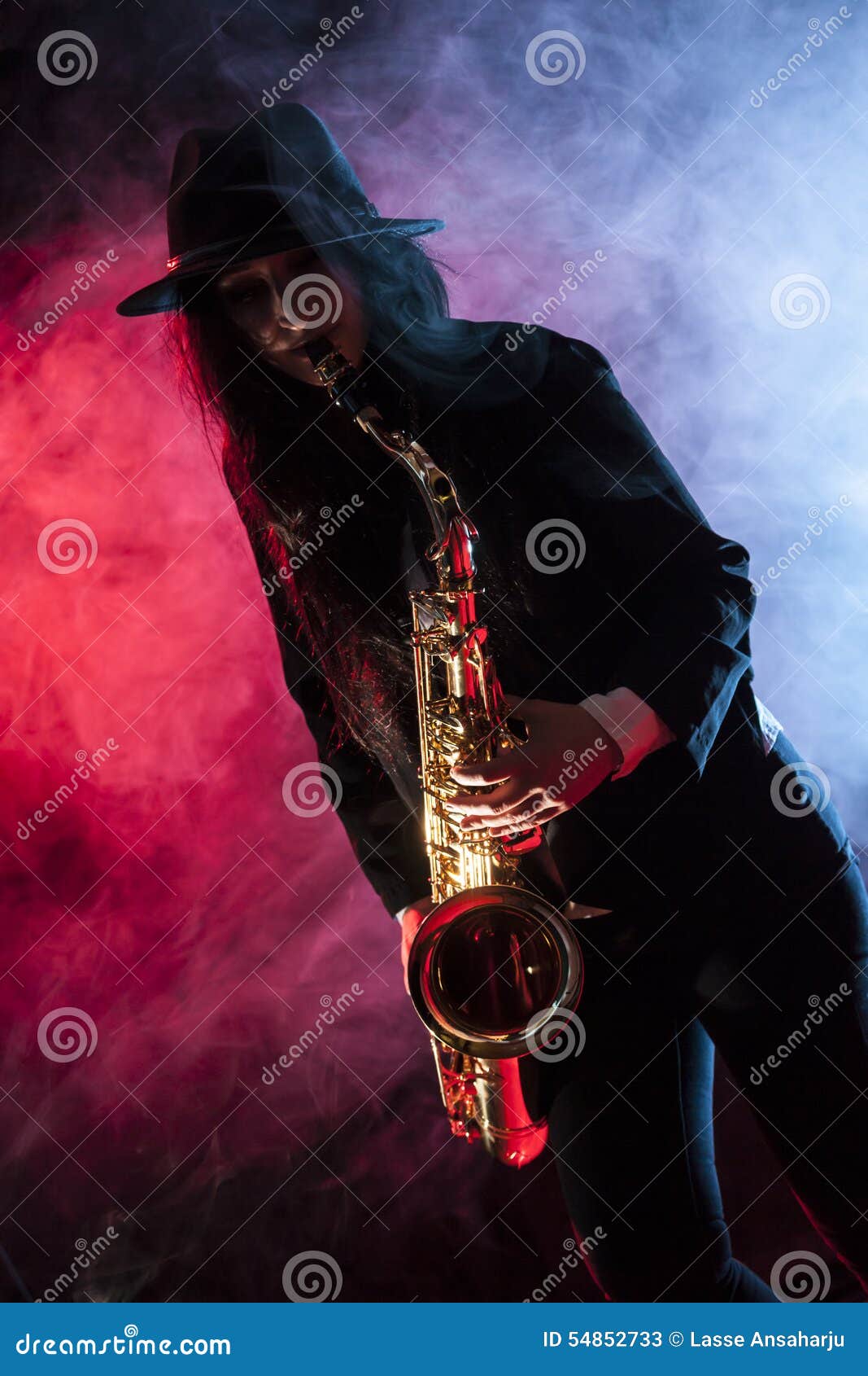 Sax Lady stock image. Image of pretty, smoke, young, musician - 54852733