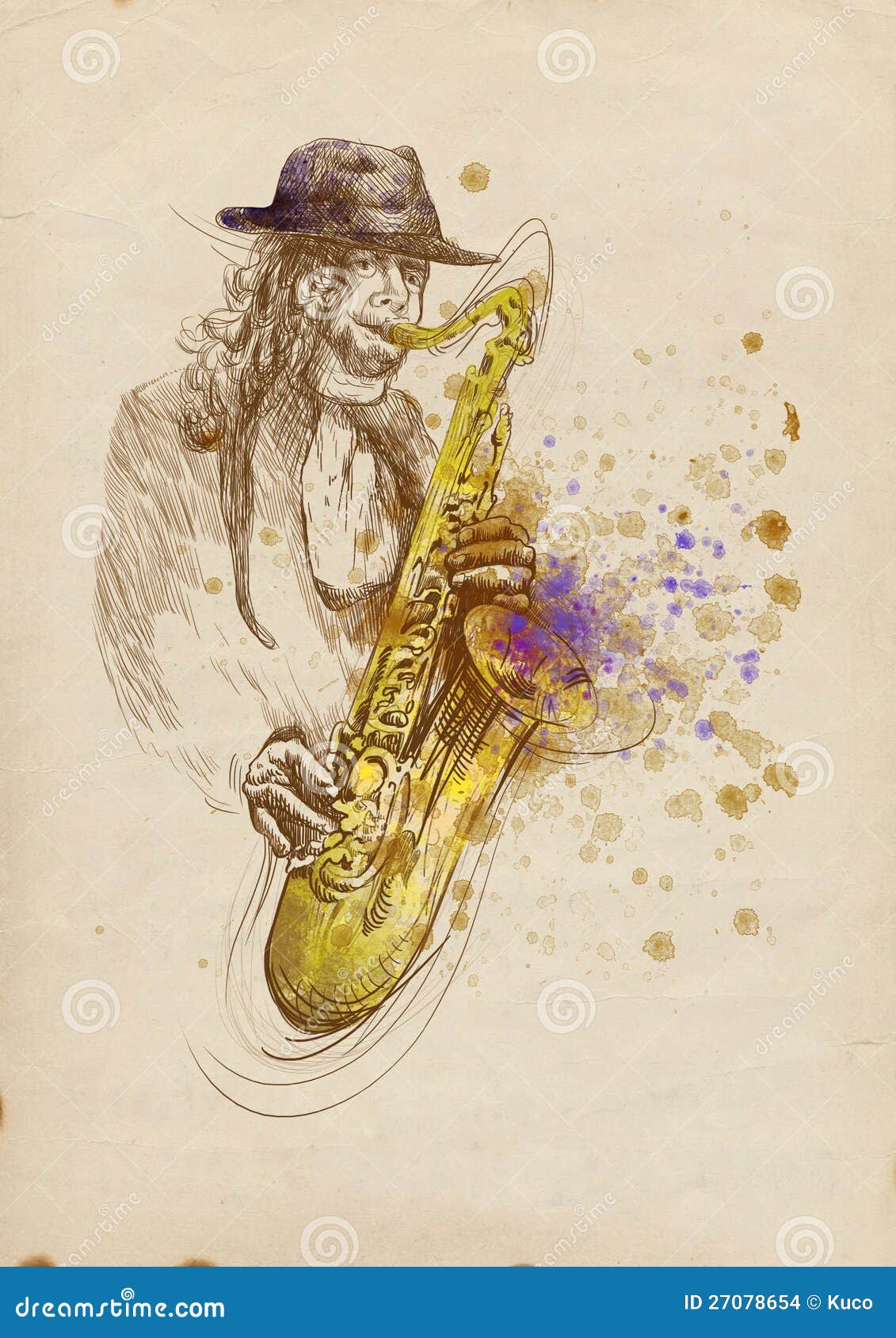 Sax player stock illustration. Illustration of jazzman - 27078654