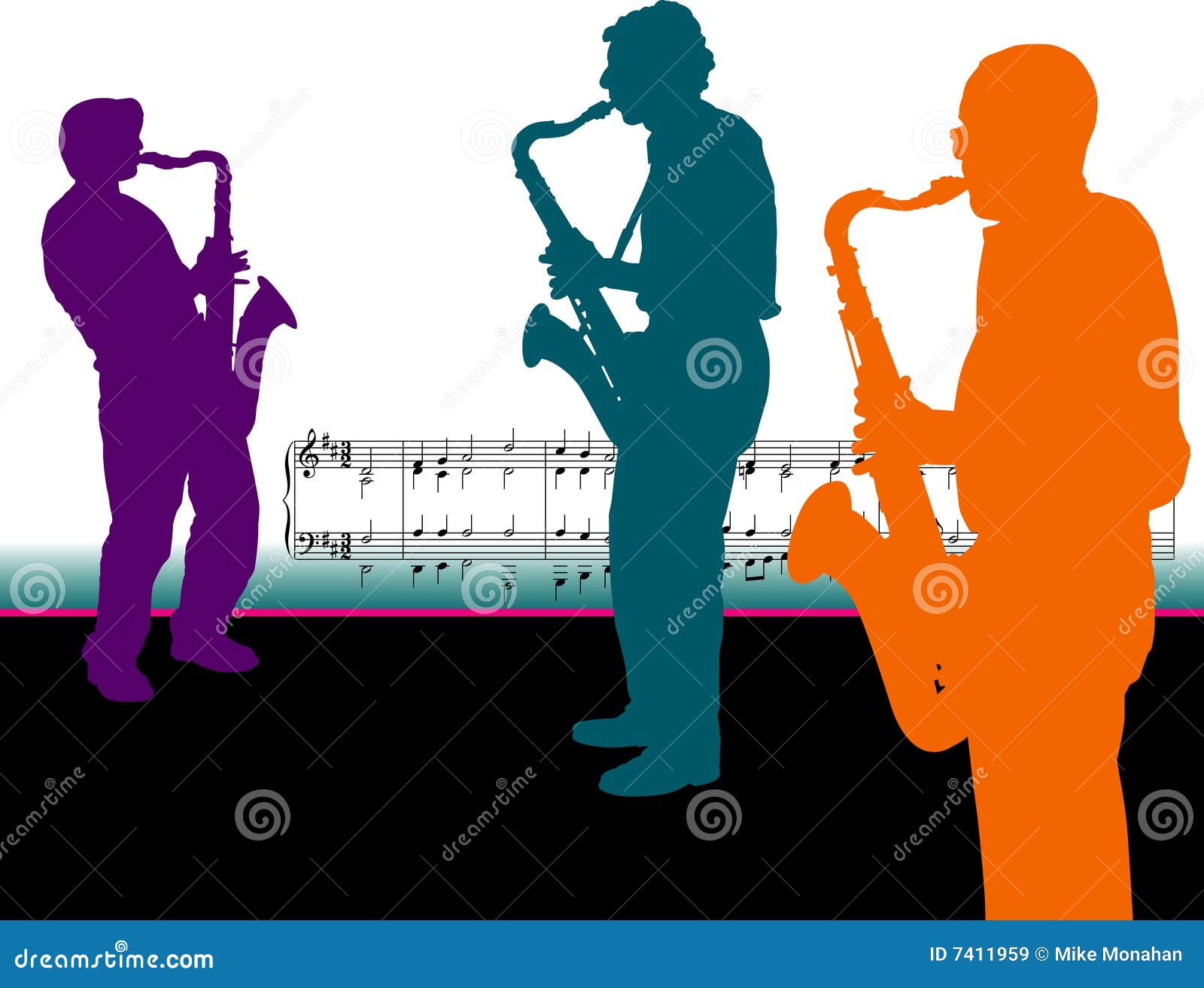 Sax Players with Music Notes Stock Vector - Illustration of ...
