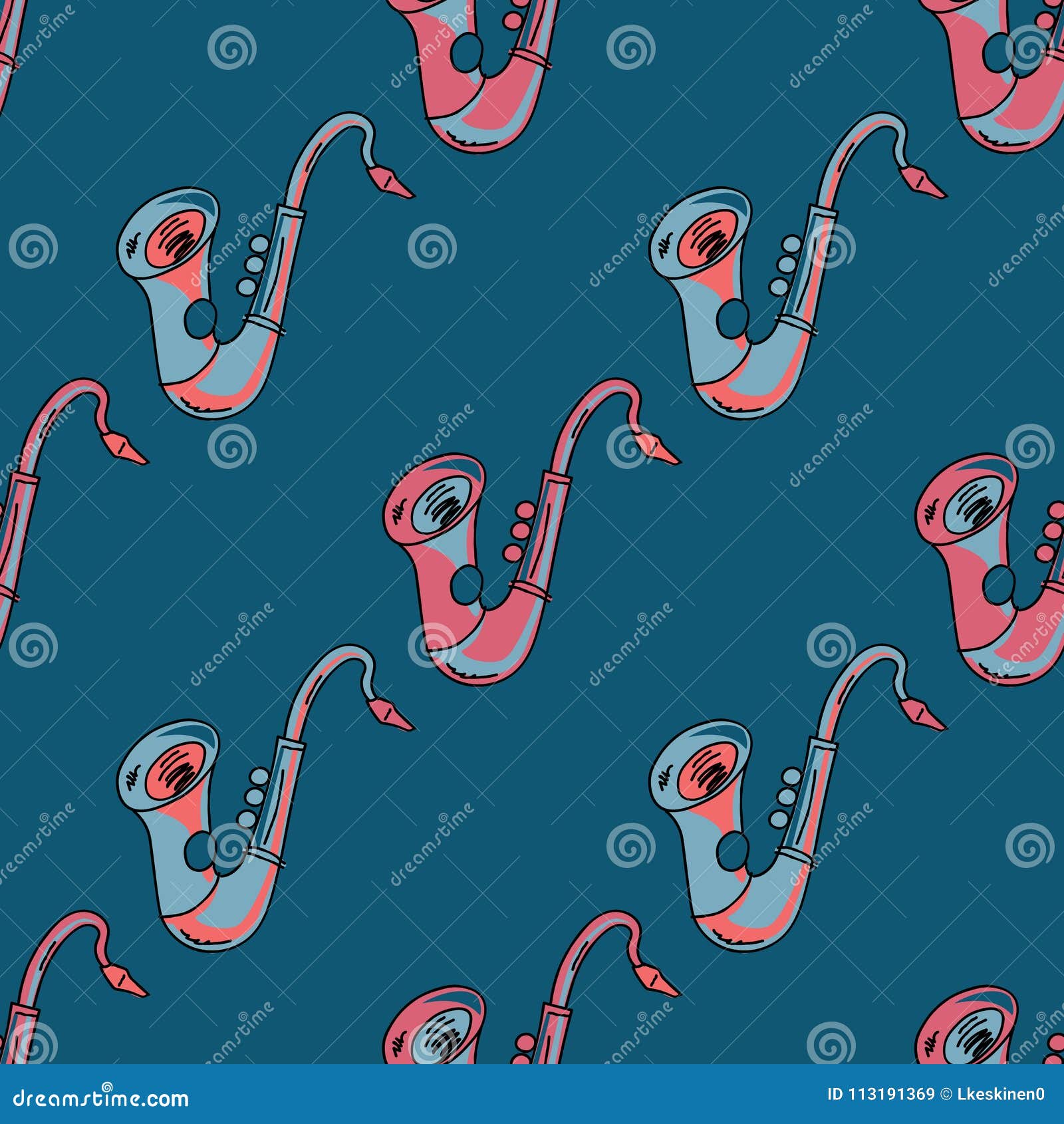 Sax seamless pattern stock vector. Illustration of decorative - 113191369