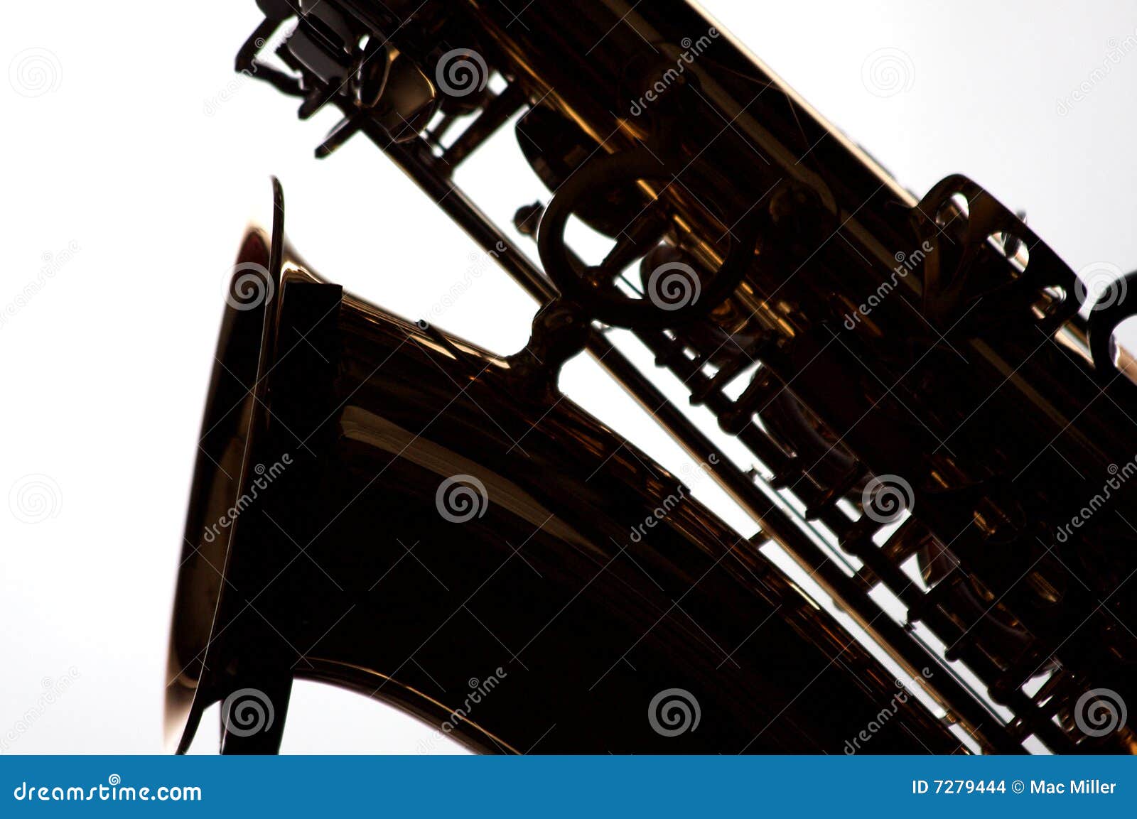 Saxofone Na Silhueta No Branco Foto de Stock - Imagem de bronze, faixa ...