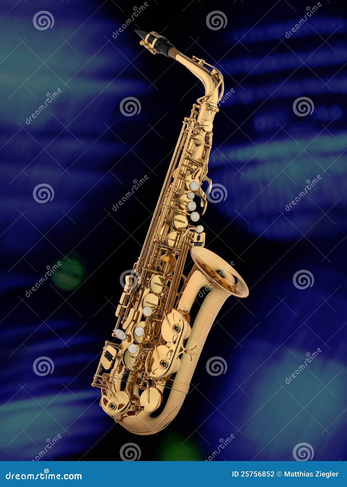 Saxofoon, Blauwe Achtergrond Stock Foto - Image of instrument, muziek ...