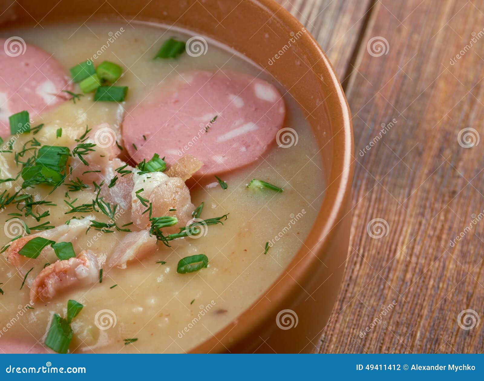 Saxonian potato soup stock photo. Image of saxony, sausage - 49411412