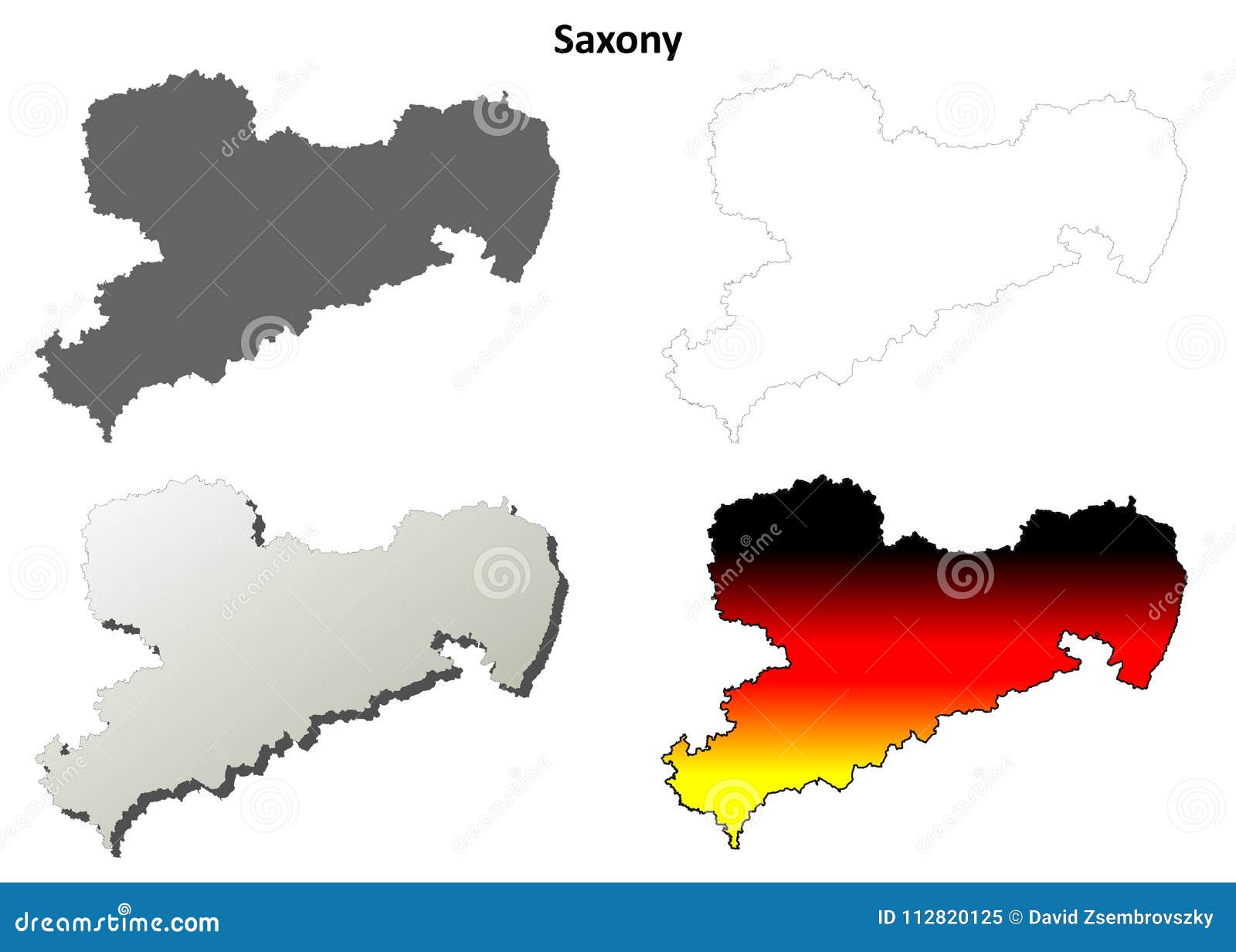 Saxony Blank Outline Map Set Stock Vector - Illustration of province ...